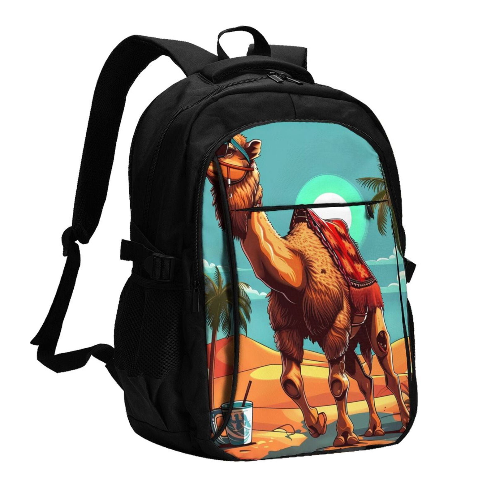 Xecao Cool Camel Oasis Vibes for Travel Laptop Backpack, USB-Charging ...