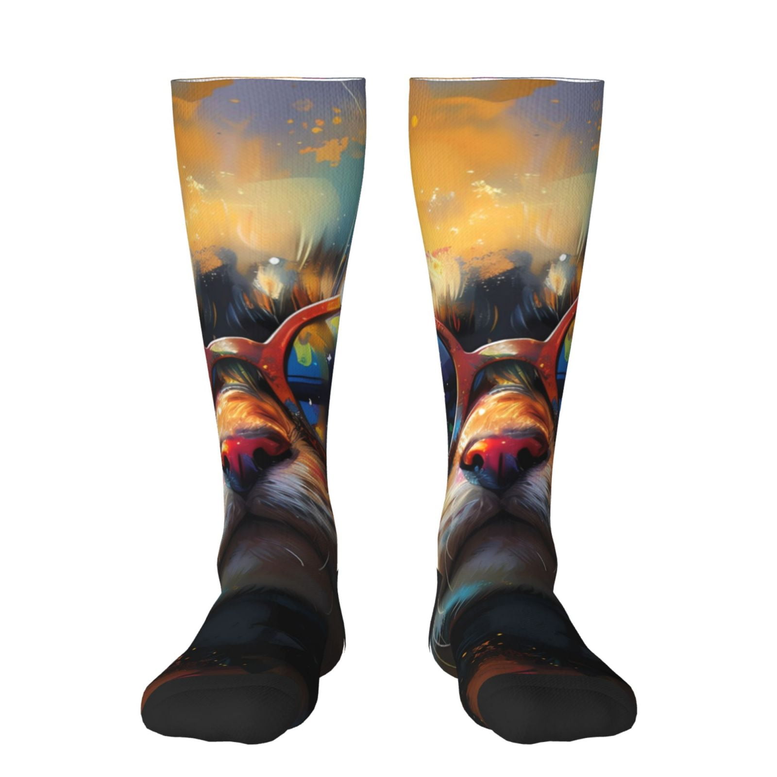 Xecao Cool Cat With Sunglasses Print Compression Socks for Both Men And ...