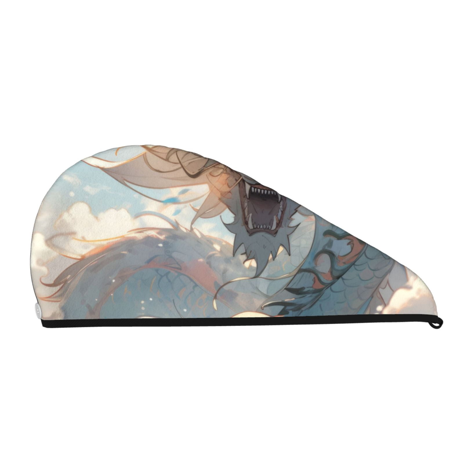 Xecao Cool Cloud White Dragon Print Hair Towel, Hair Turbans for Wet ...