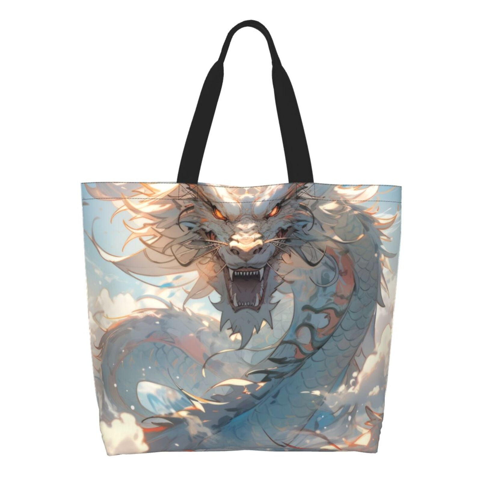 Xecao Cool Cloud White Dragon for Tote Bag for Women, Tote Shoulder Bag with a littlw pocket and ...