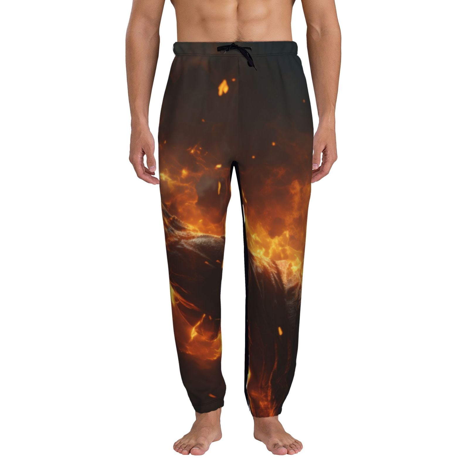 Xecao Cool Fire Man Print Active Tech Joggers for Men, Mens Sweatpants ...