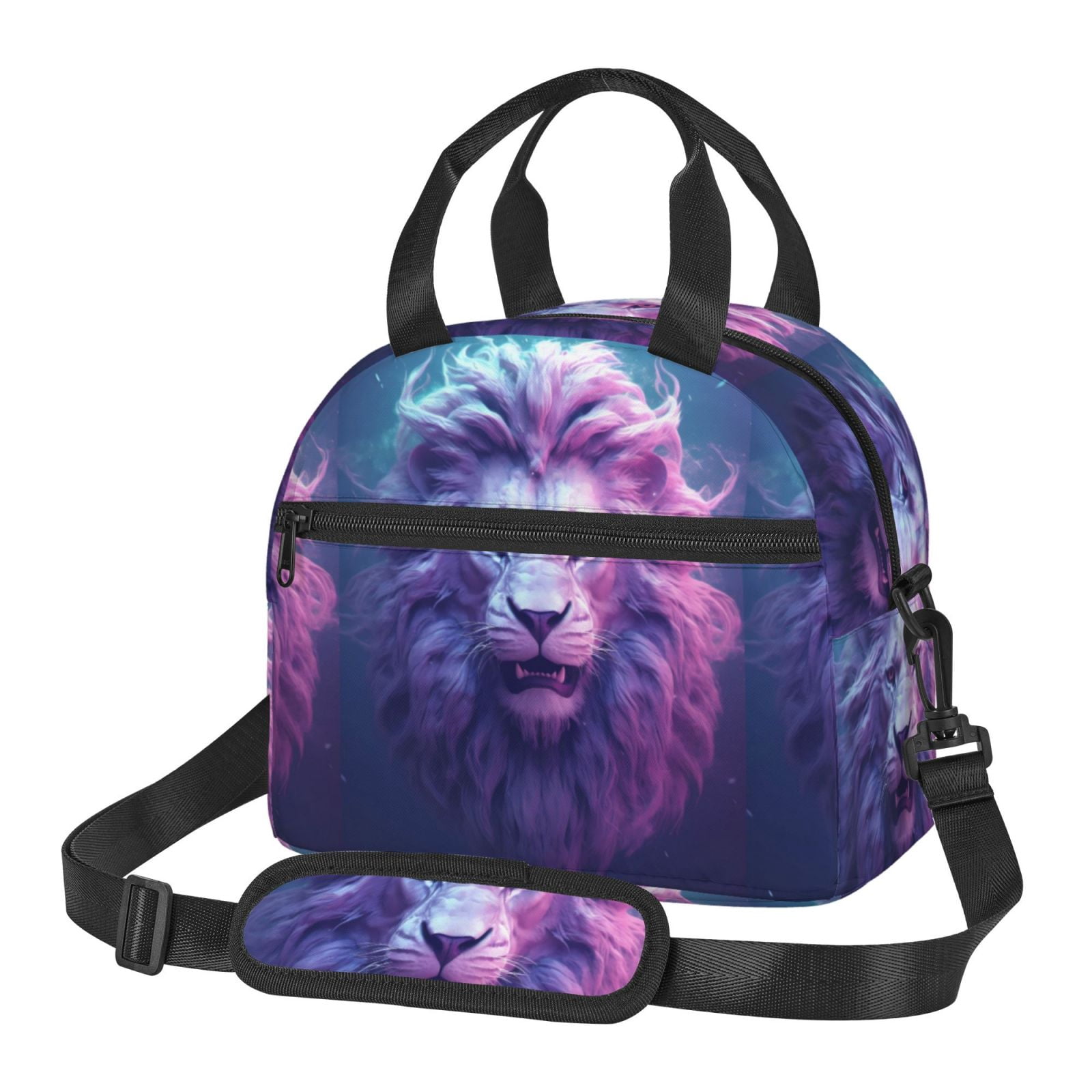 Xecao Cool Lion Head Print Insulated Lunch Box, Lunch Cags Lunch Bag ...