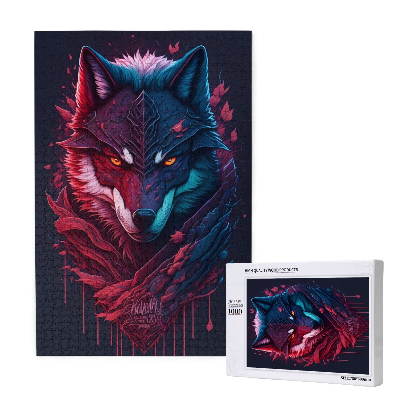 Xecao Cool Wolf Head Pattern 1000 Piece Puzzles , Jigsaw Puzzles for ...