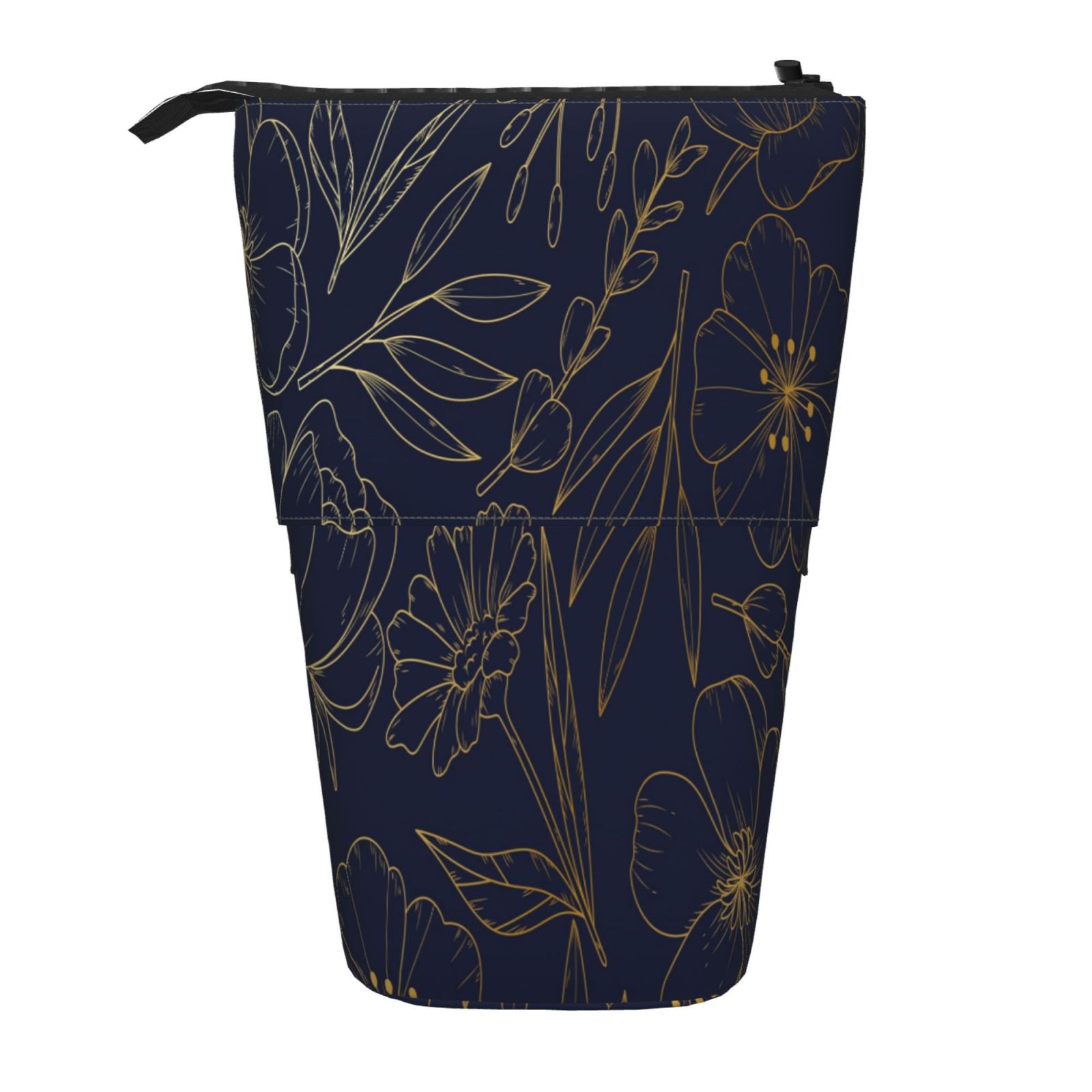 Xecao Copper-Gold Gloss Outline Flower Print Telescopic Pencil Bag Pen ...