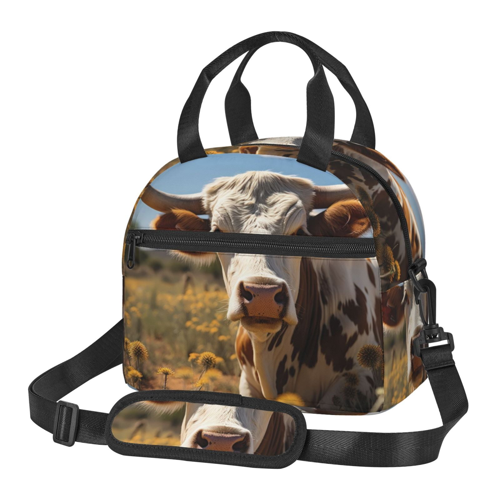 Xecao Countryside Flower Cow Print Insulated Lunch Box, Lunch Cags ...