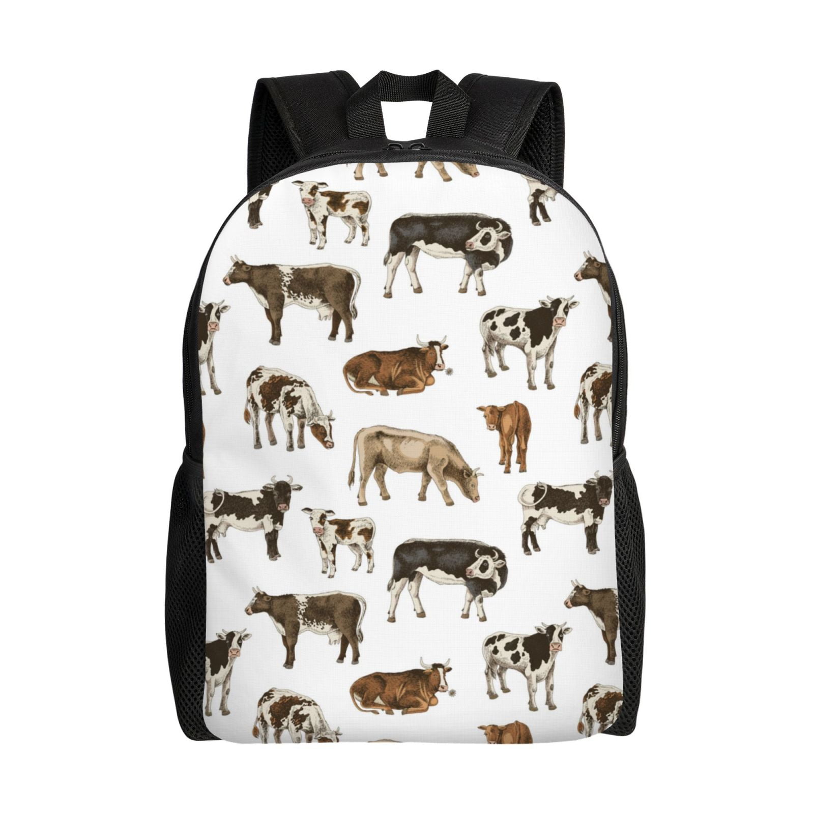 Xecao Cow Print School Backpack with Laptop Compartment Small Travel ...