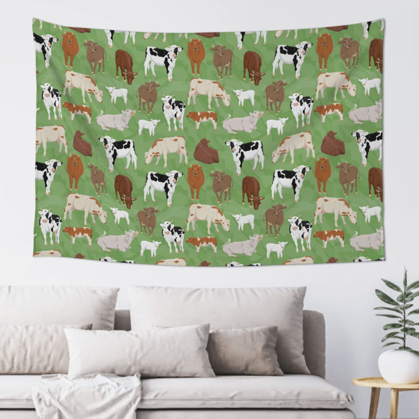 Xecao Cows And Calves Print Tapestry, Wall Hanging Room Funny Decor ...