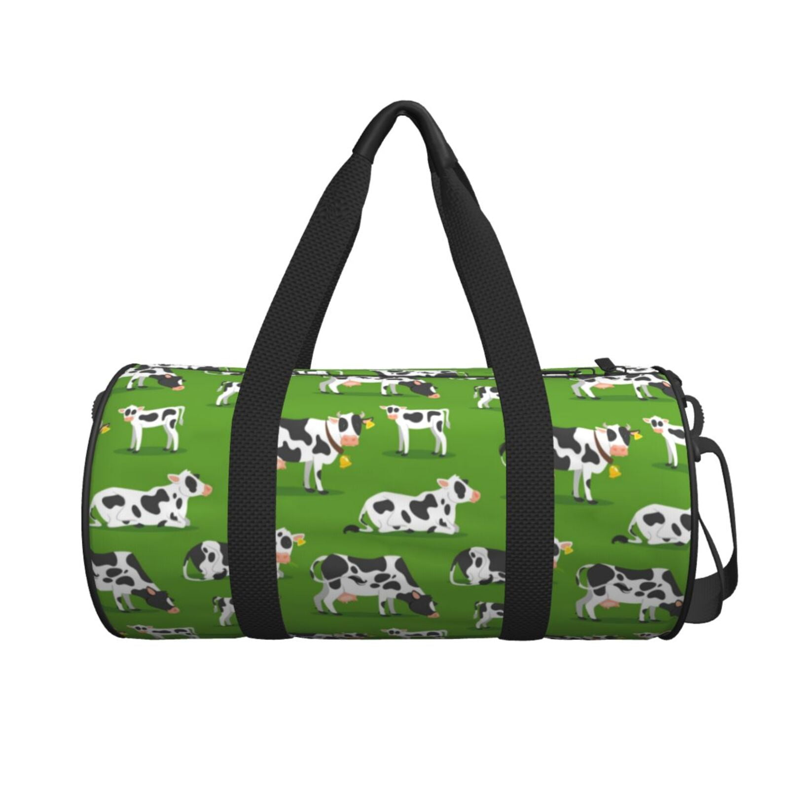 Xecao Cows With Calfs Green print Round Travel Duffel Bag is a foldable ...