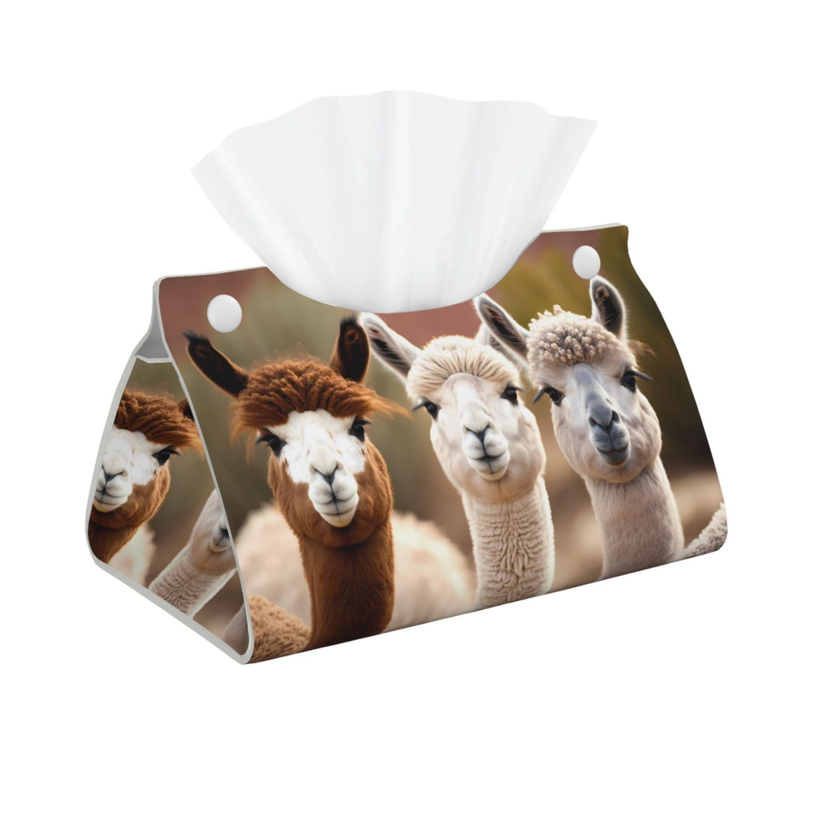 Xecao Cute Alpaca in Daze Print Tissue Box Cover,Modern PVC Leather ...