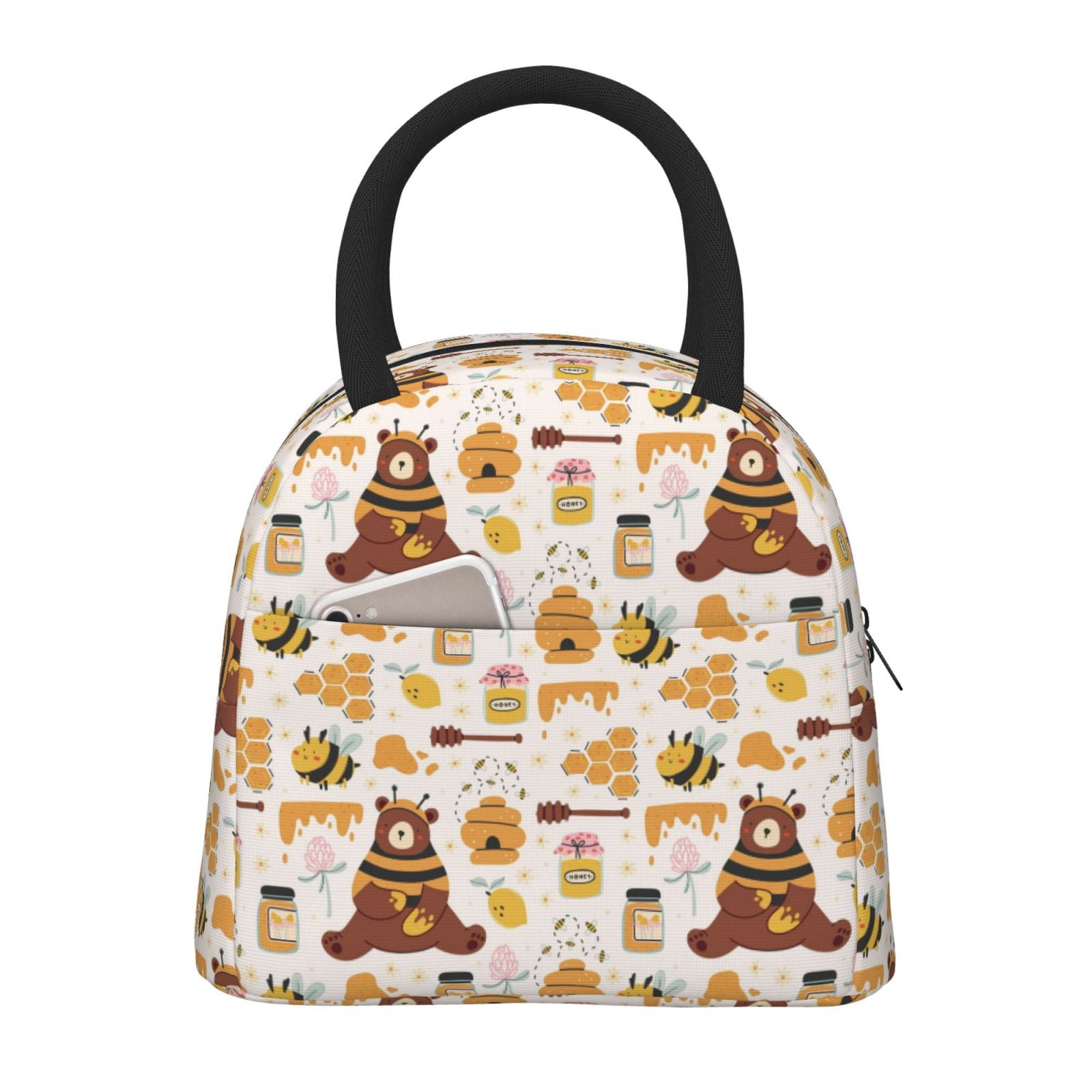 Xecao Cute Bee Honey Jar Hive Bear Lunch Bag , an insulated, reusable ...