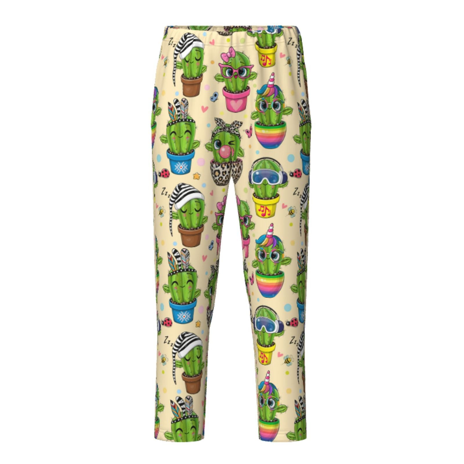 Xecao Cute Cartoon Cactus Print Teenagers' Pajama Pants Long Sleep ...
