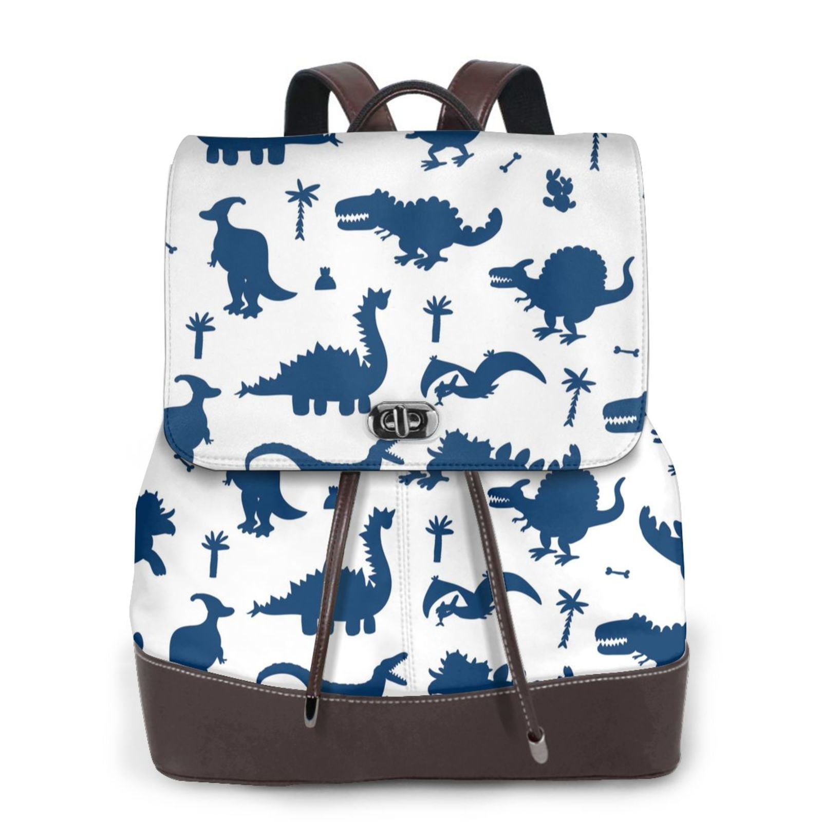 Xecao Cute Cartoon Dinosaurs Print Large Backpack Soft Leather for ...