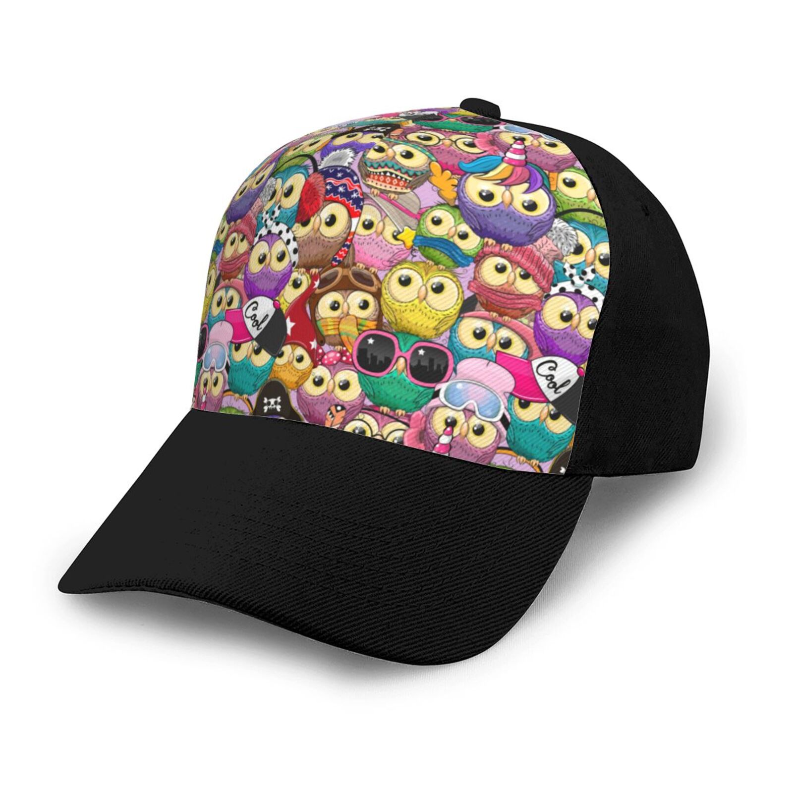 Xecao Cute Cartoon Owls print unisex vintage washed baseball cap, a ...