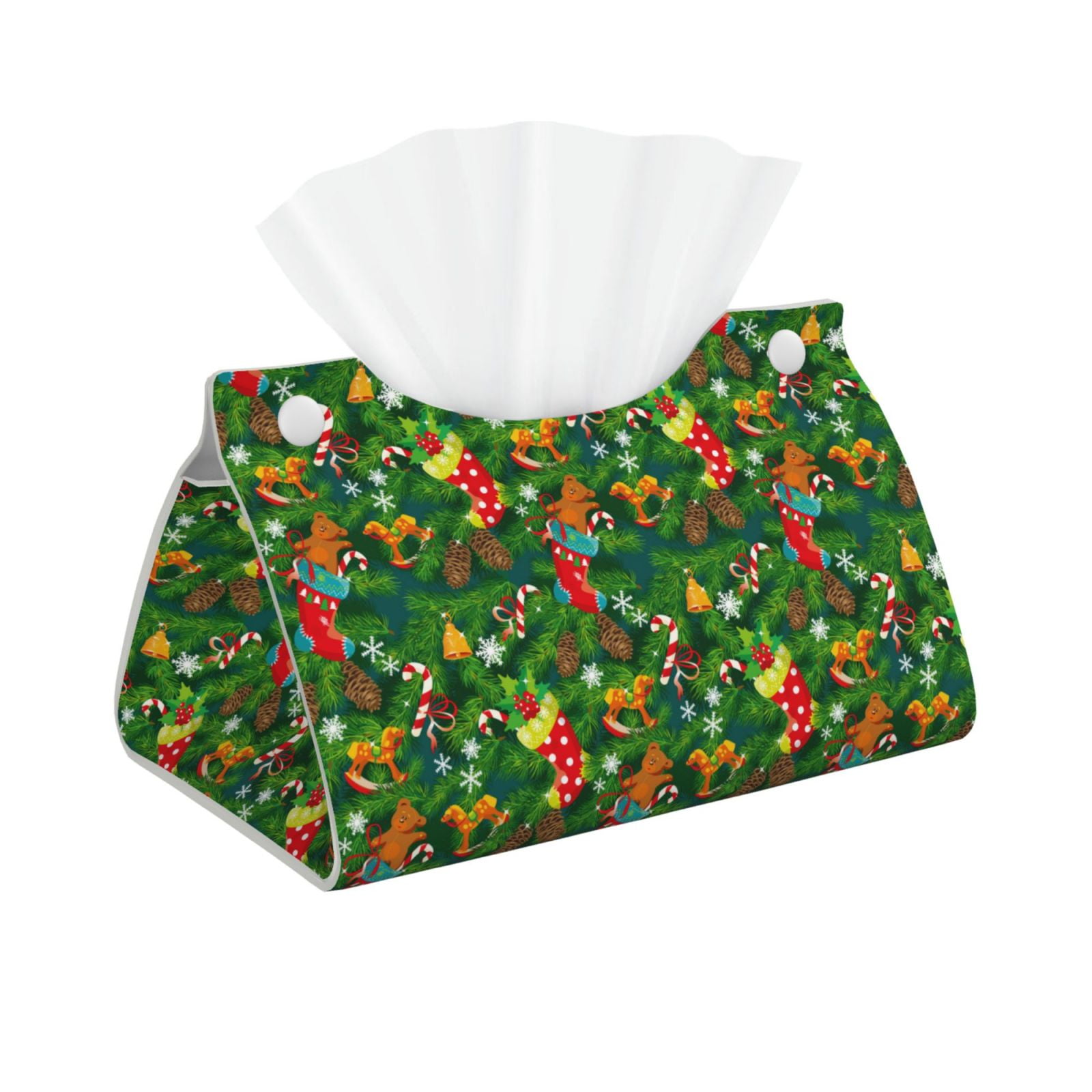 Xecao Cute Christmas Stocking Bear Print Tissue Box Cover,Modern PVC ...