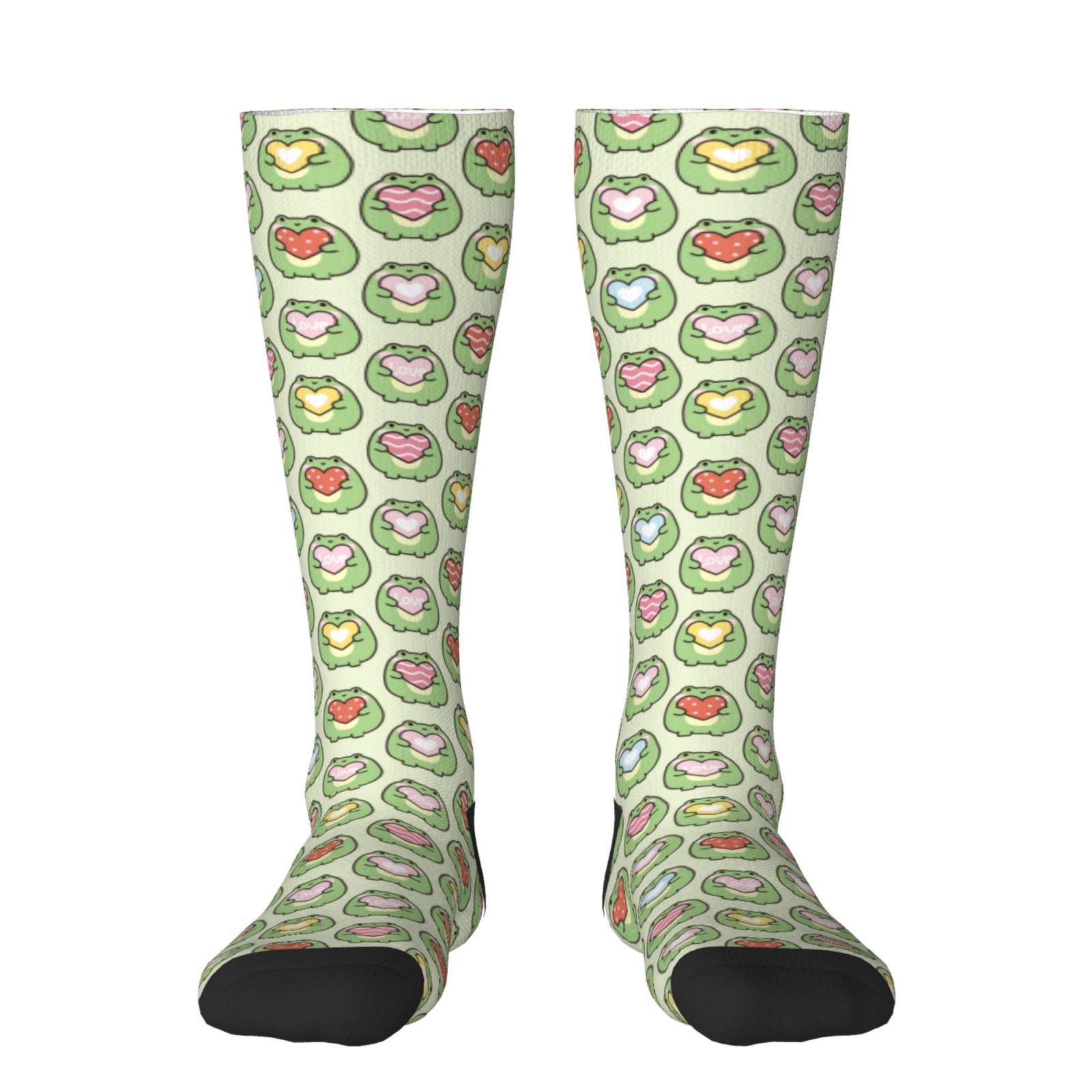 Xecao Cute Chubby Frog print thigh-high socks, crafted for both men and ...