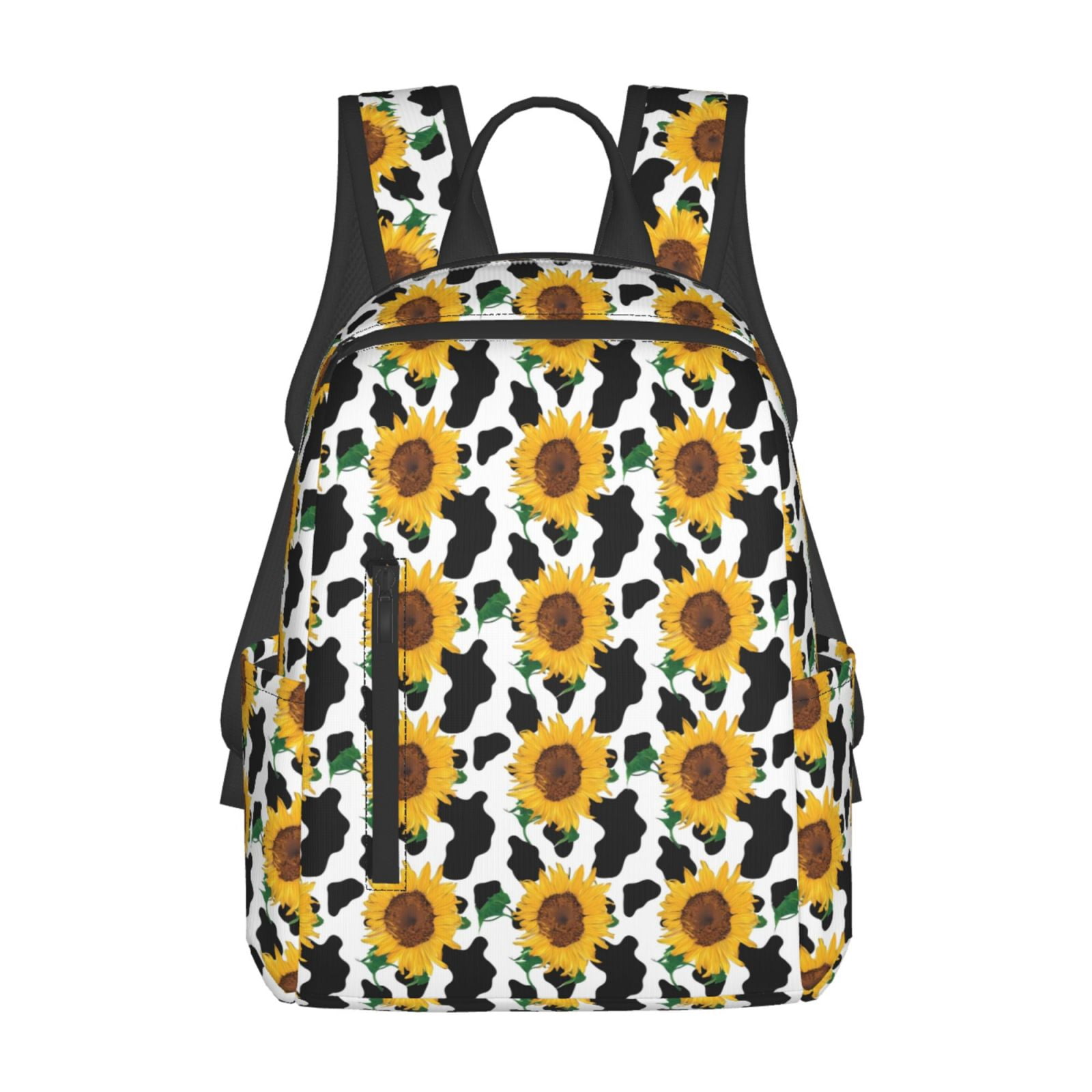 Xecao Cute Cow Print Sunflower B print Backpack For women men Aesthetic ...