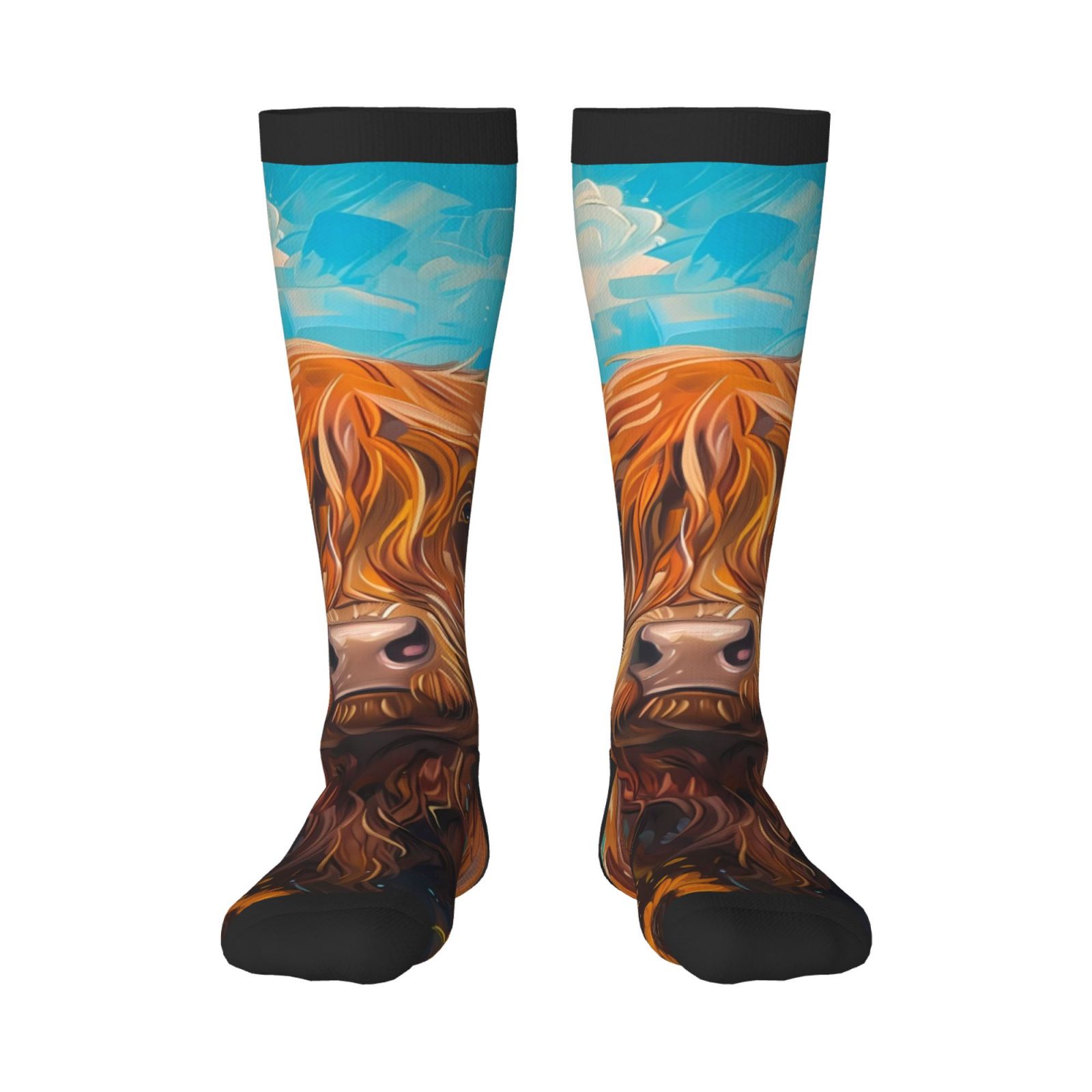 Xecao Cute Cow Sunflowers Art Print Compression Socks for Both Men And ...