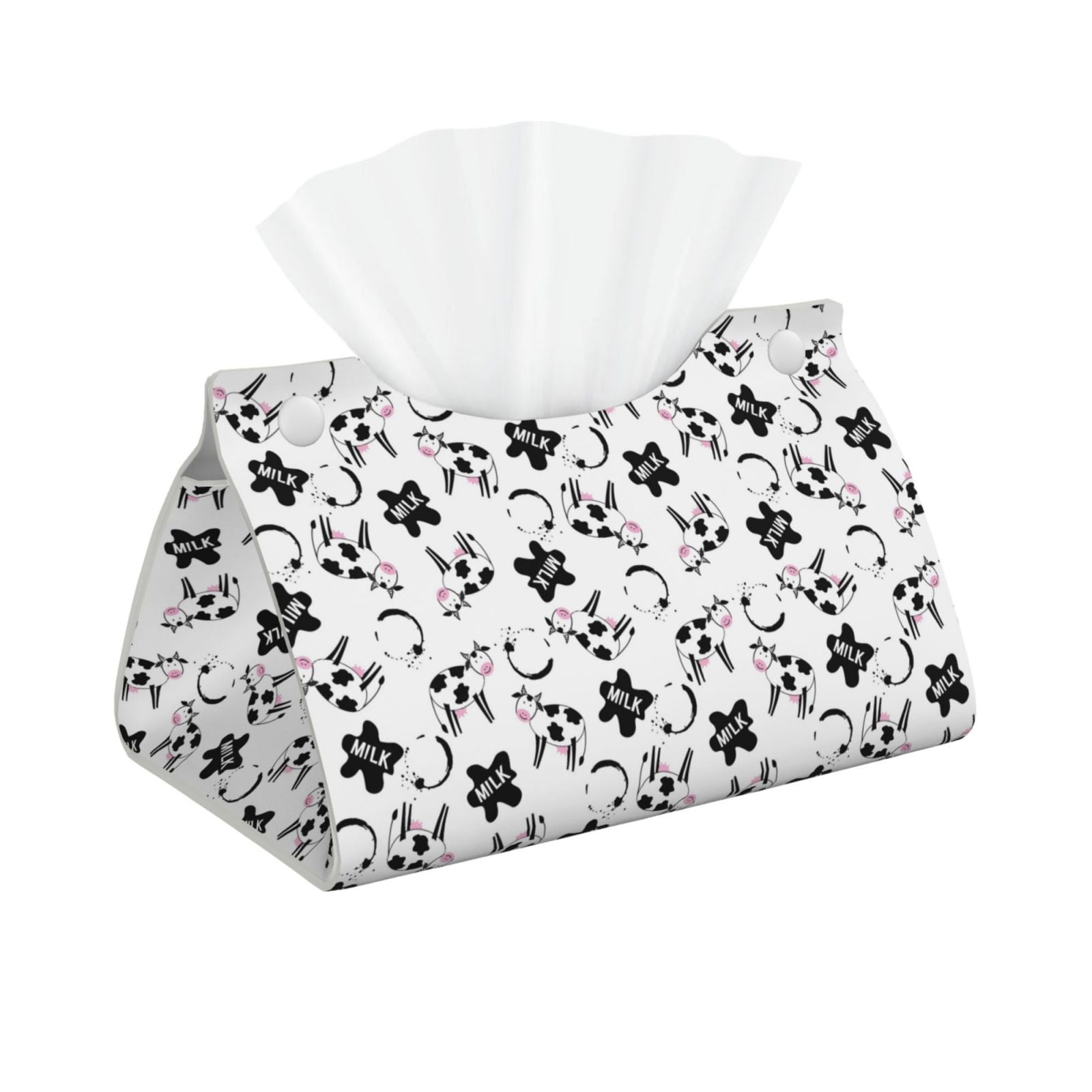 Xecao Cute Cow and Milk Stains Print Tissue Box Cover,Modern PVC ...