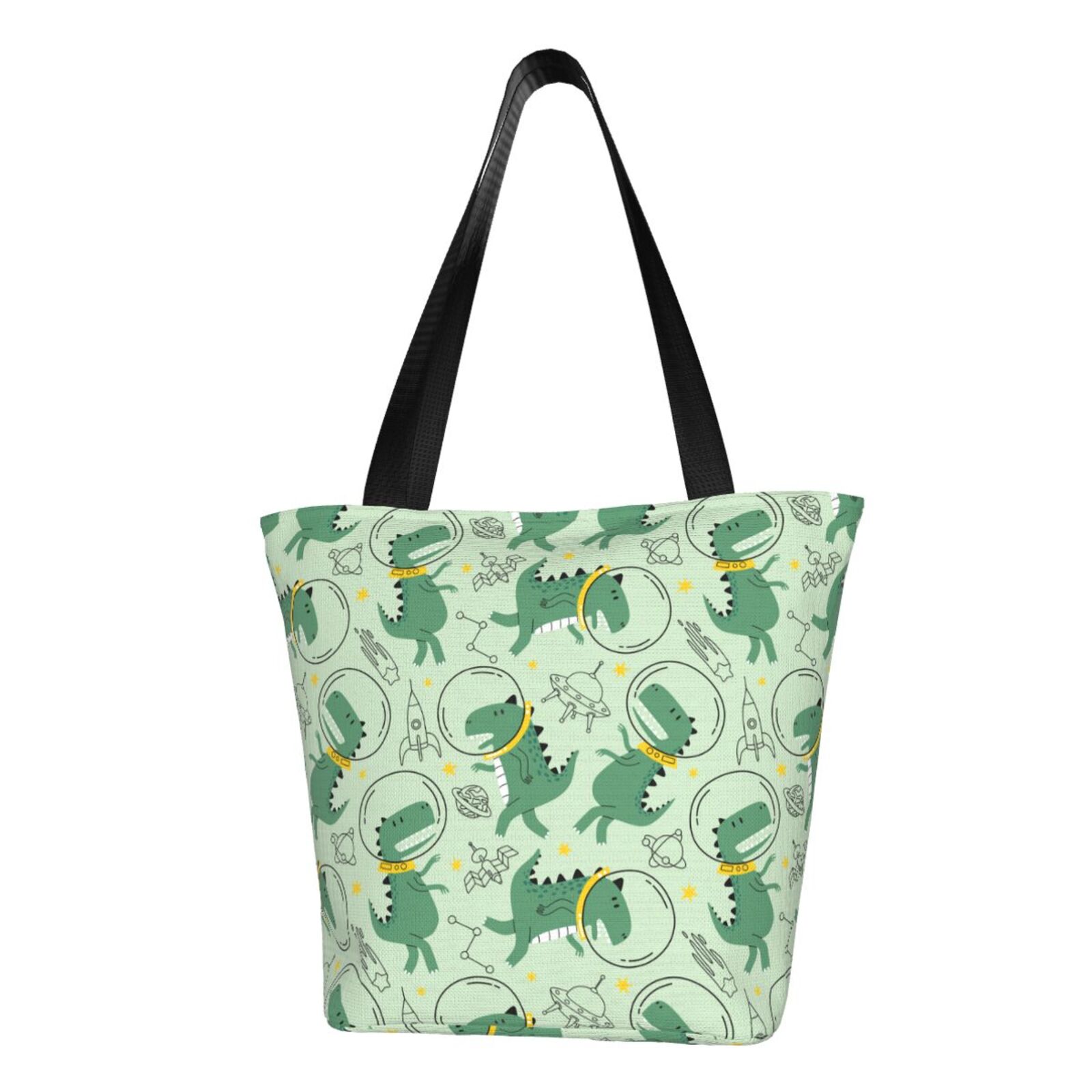 Xecao Cute Dinosaurs in Space for Tote Bag for Women -Tote Shoulder Bag with A Little Pocket ...