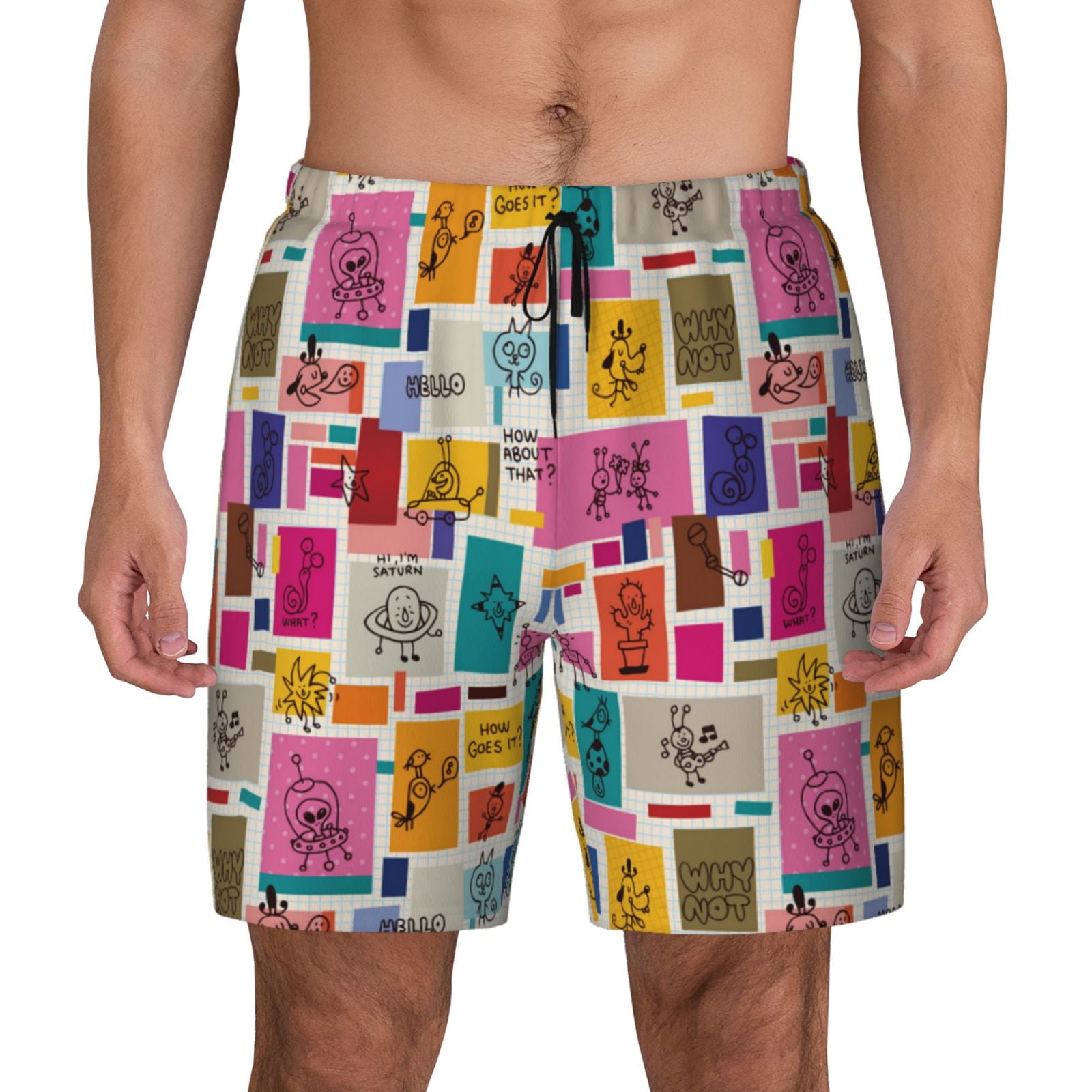 Xecao Cute Doodles for Men's Swimming Trunks Swim Trunks Quick Dry Swim ...