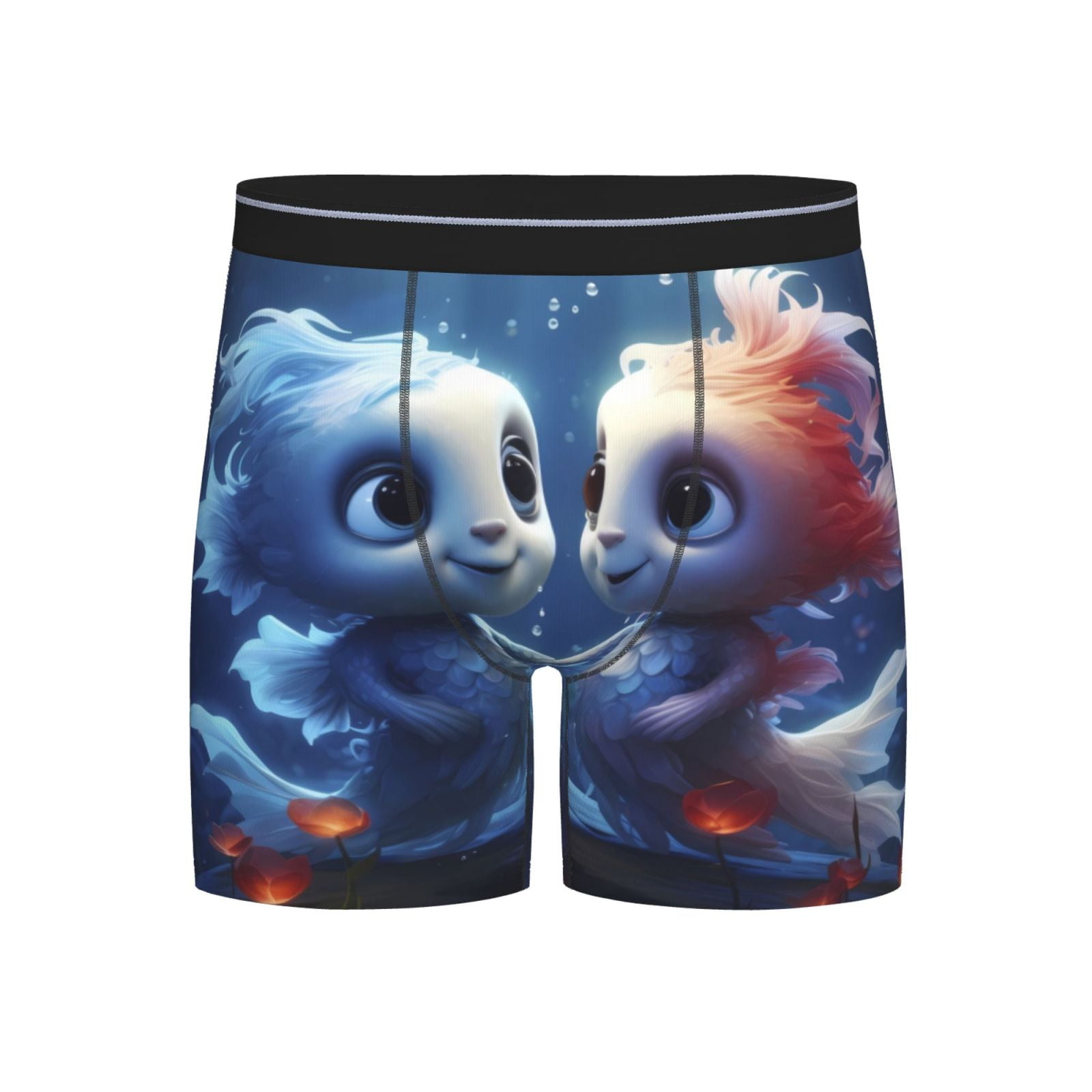 Xecao Cute Fish Flower Couple Print Boxer Briefs for Men's Stretch ...