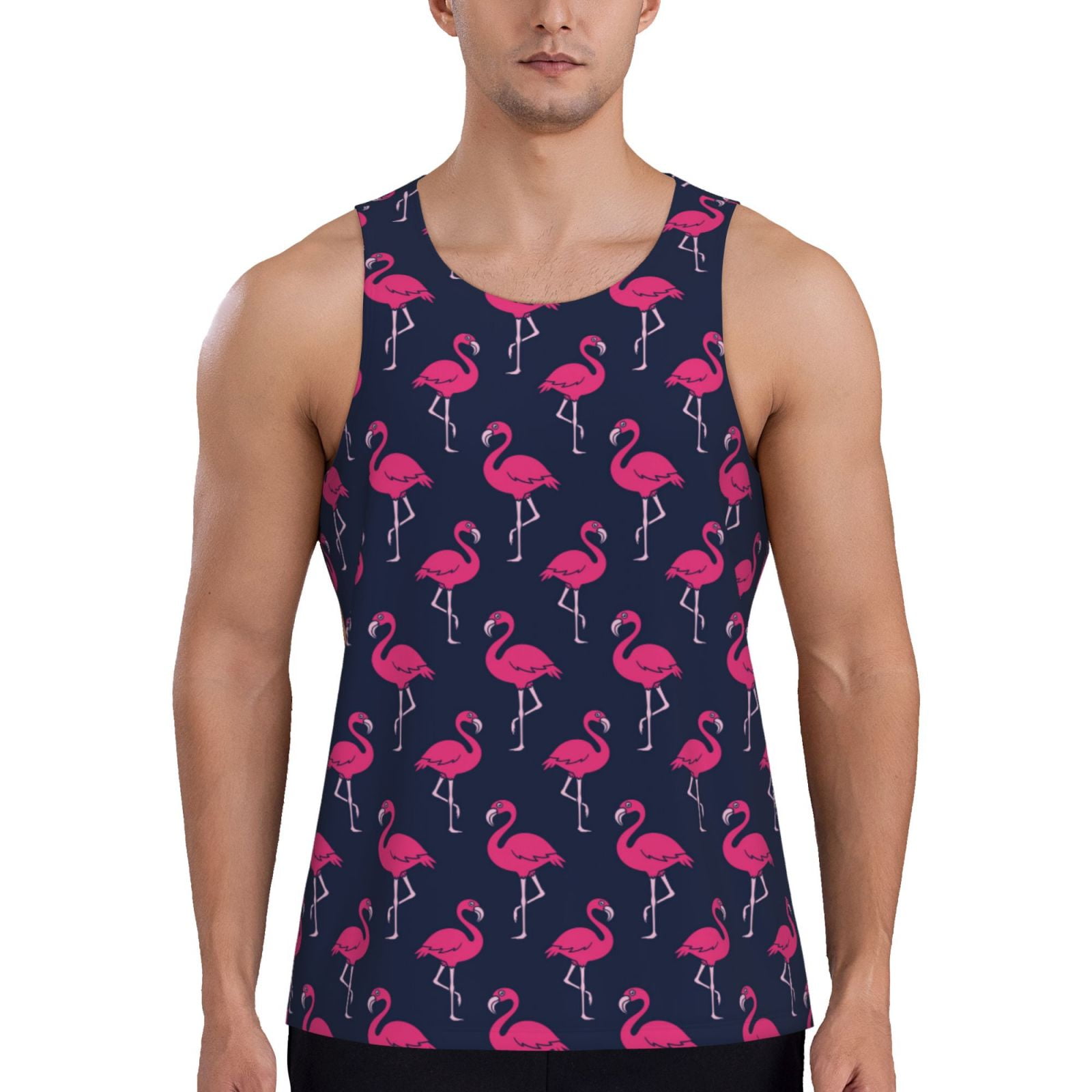 Xecao Cute Flamingo Men's Tank Top Workout Quick Dry Sleeveless Gym ...