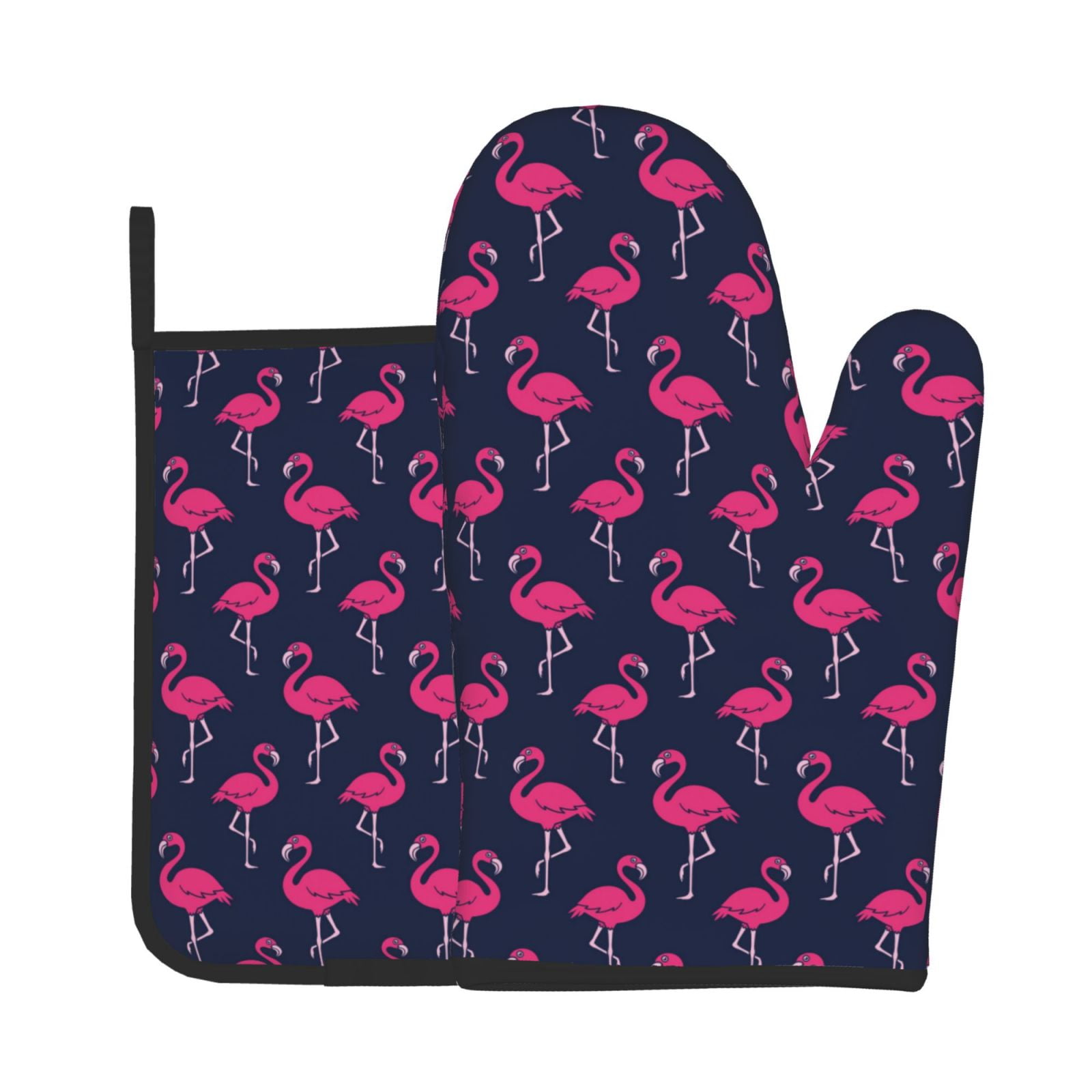 Xecao Cute Flamingo Pattern Oven Mitts and Pot Holders Sets Heat ...