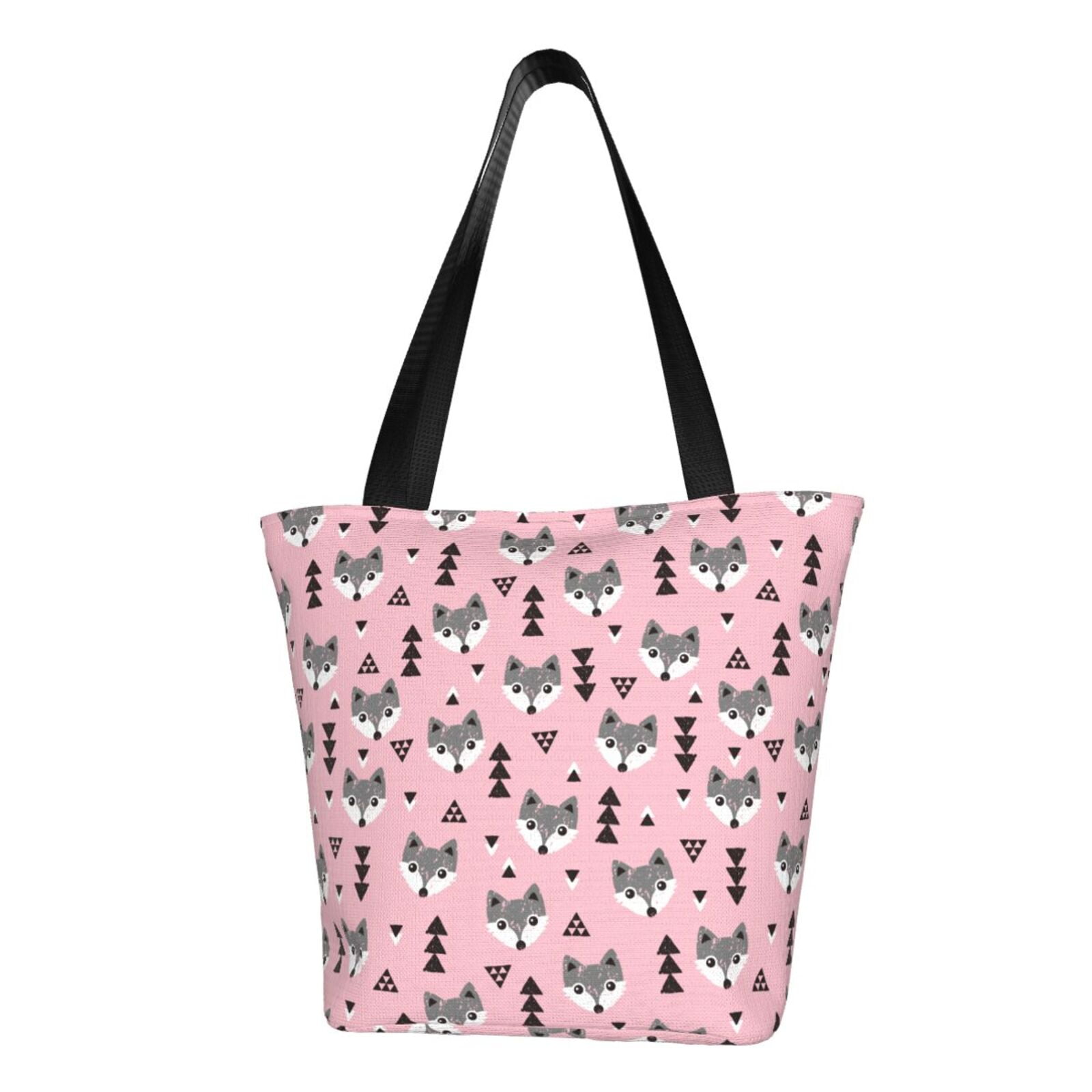Xecao Cute Fox Pink Tree for Tote Bag for Women -Tote Shoulder Bag with A Little Pocket Inside ...