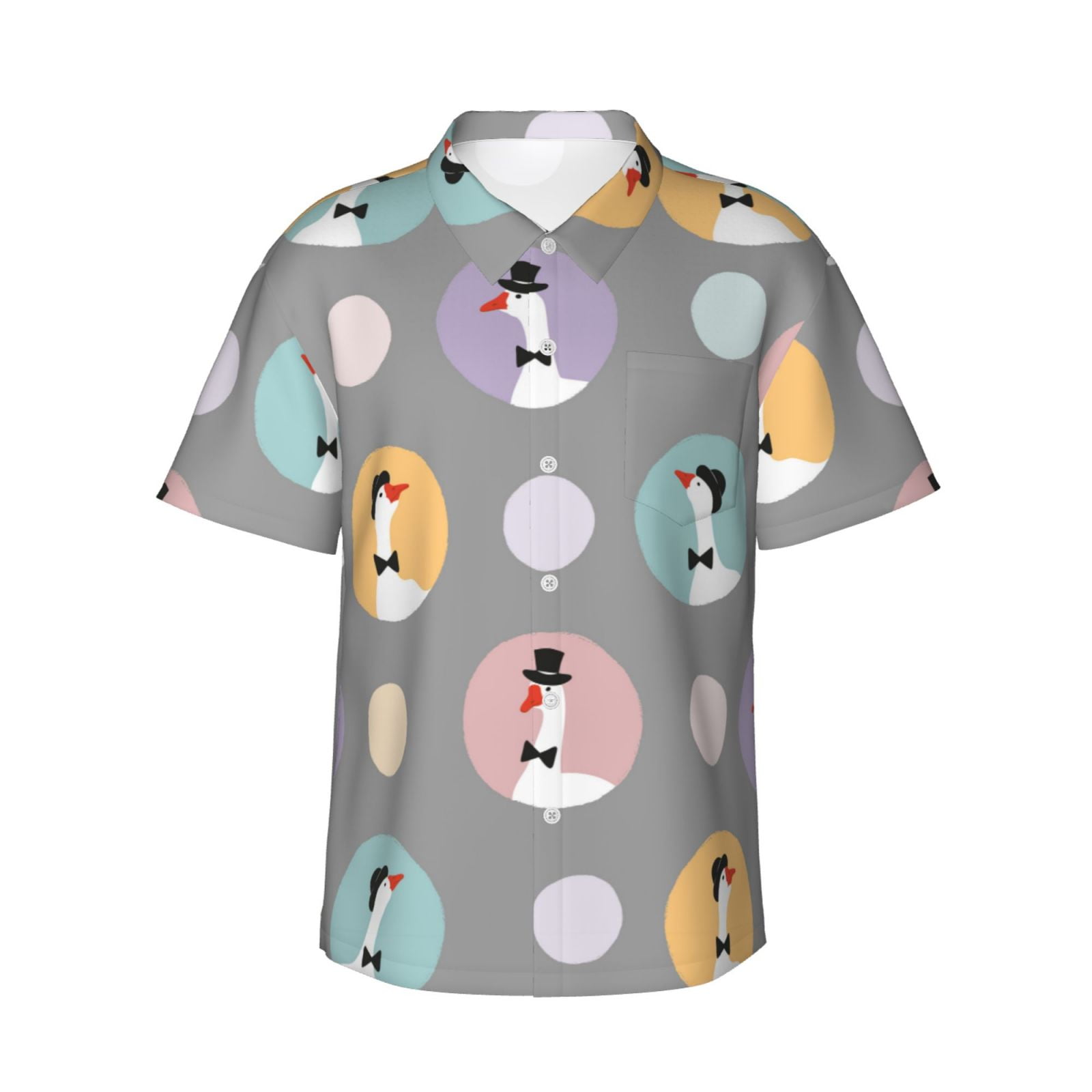 Xecao Cute Geese print Hawaiian shirt - a stylish short-sleeve button ...