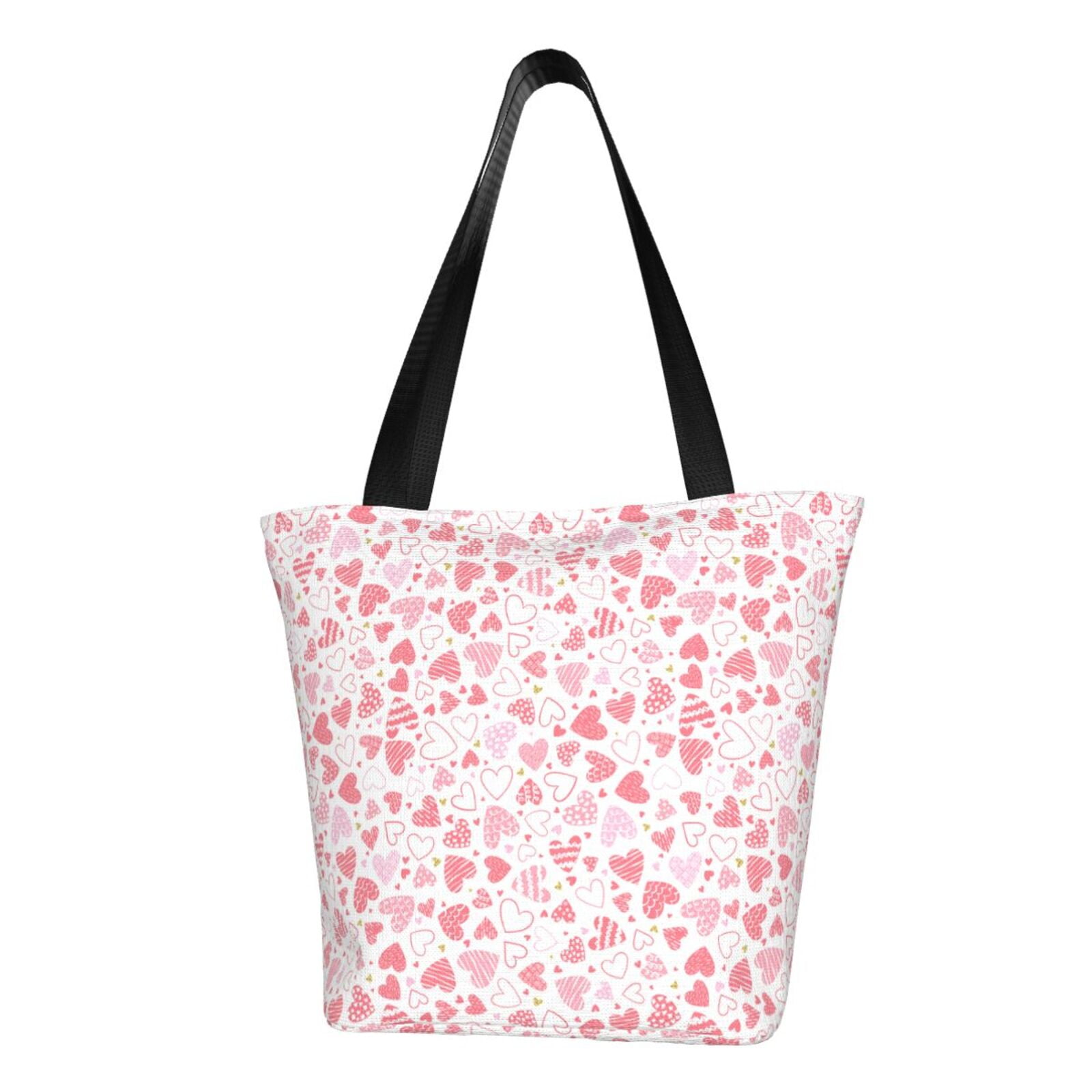 Xecao Cute Hand Drawn Hearts for Tote Bag for Women -Tote Shoulder Bag with A Little Pocket ...