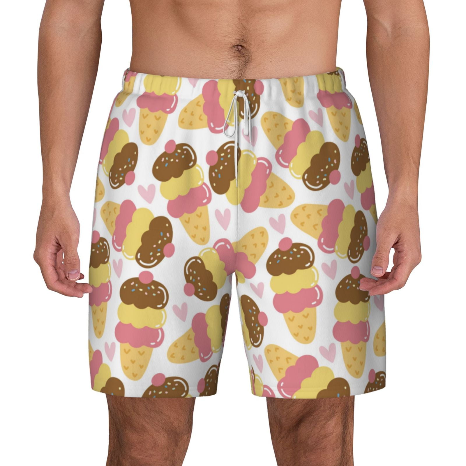 Xecao Cute Ice Cream for Men's Swimming Trunks Swim Trunks Quick Dry ...