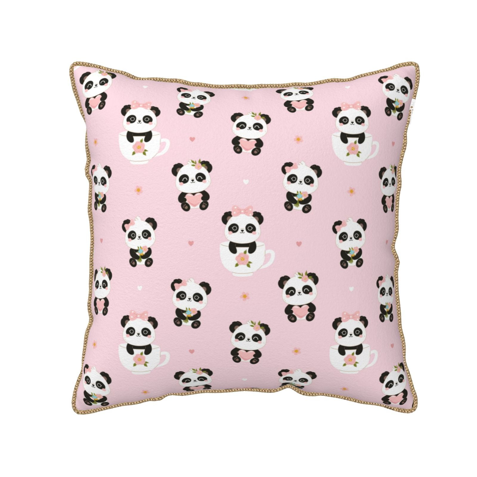 Xecao Cute Kawaii Panda Print Soft Velvet Decorative Throw Pillow ...