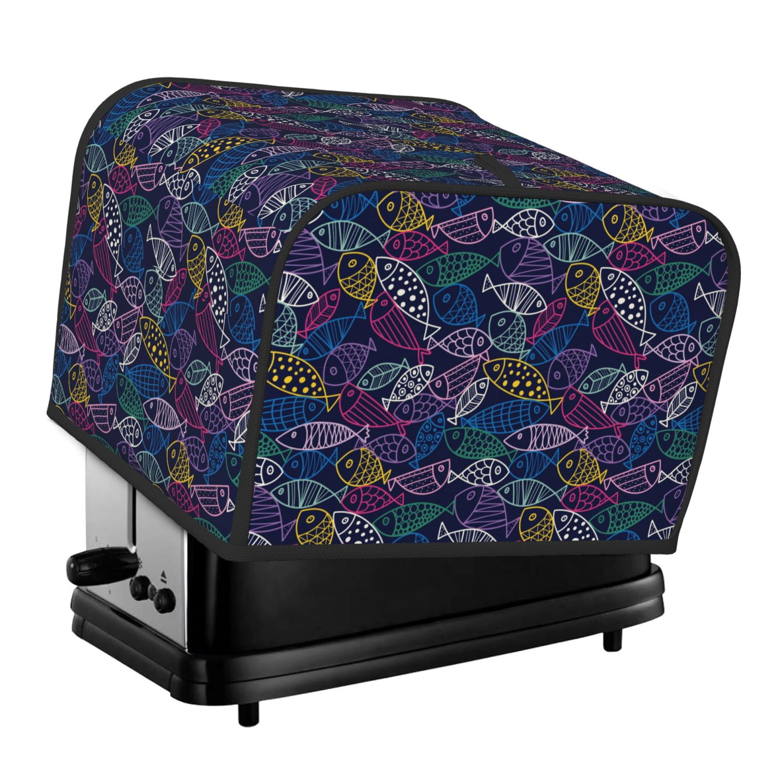 Xecao Cute Line Fish Print 4 Slice Toaster Cover with Pockets, Small ...