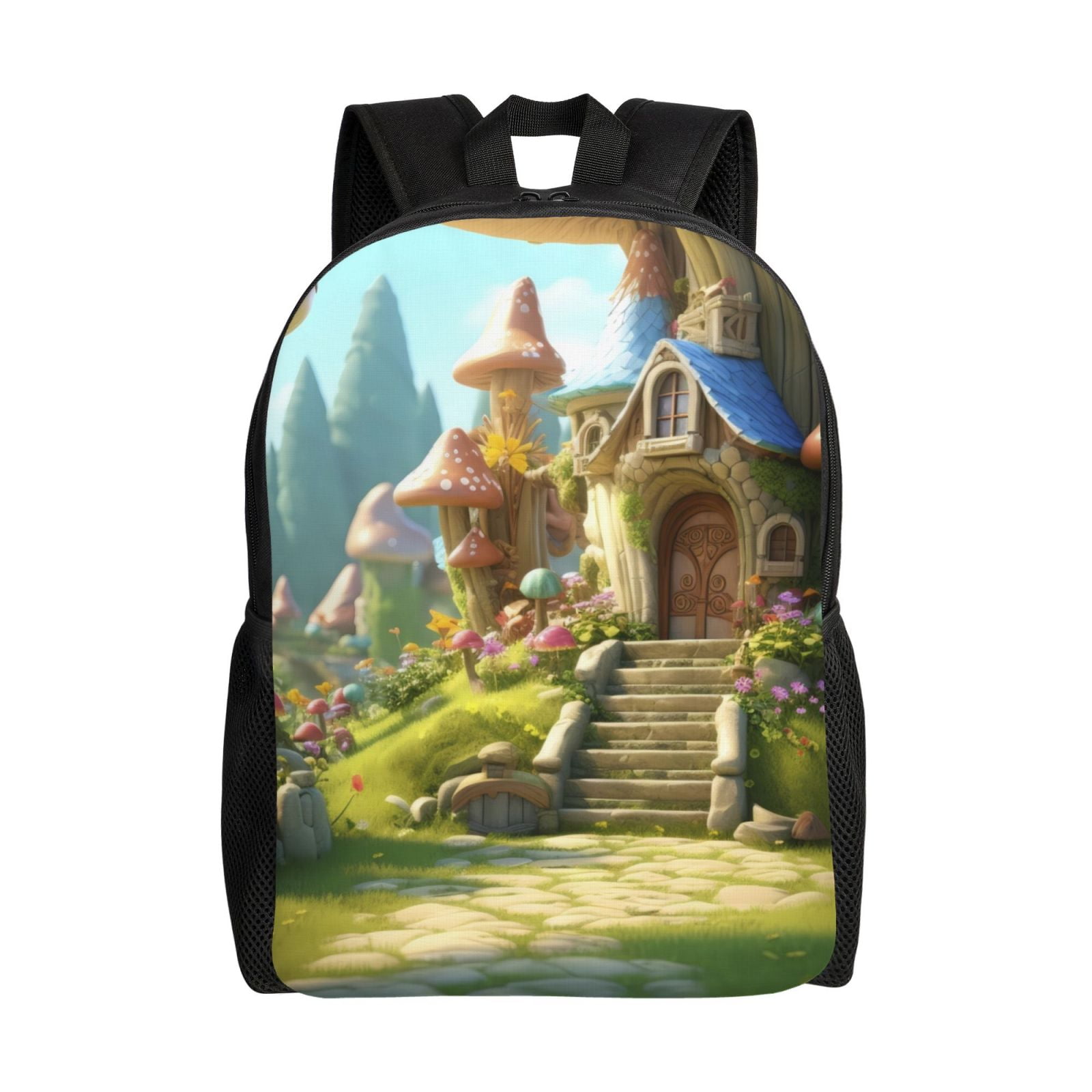 Xecao Cute Mushroom Town A Print School Backpack with Laptop ...