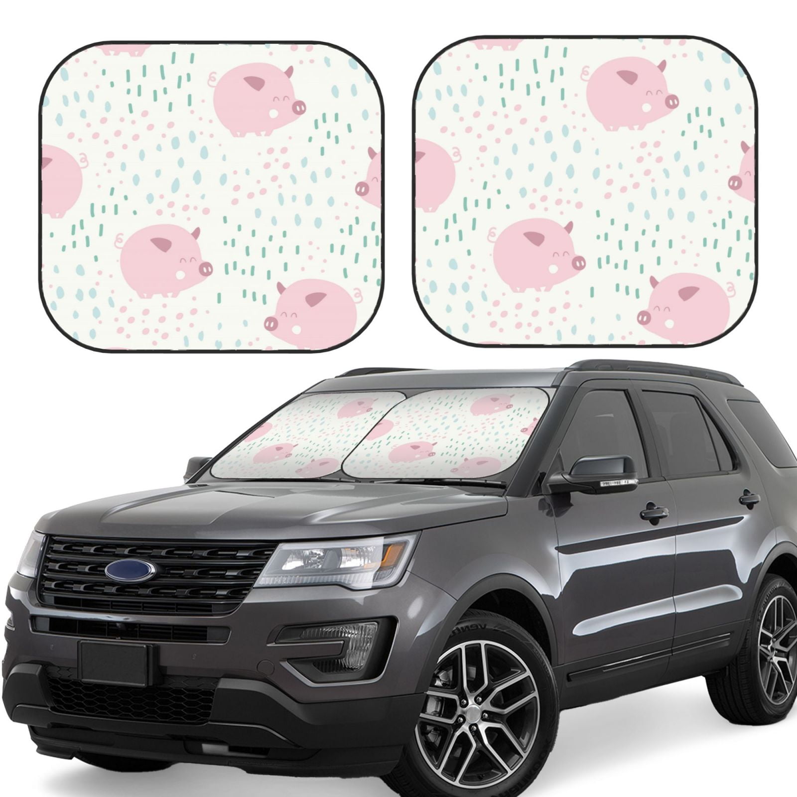 Xecao Cute Pigs for Foldable Car Sun Shades (2-Pack) offer sun ...