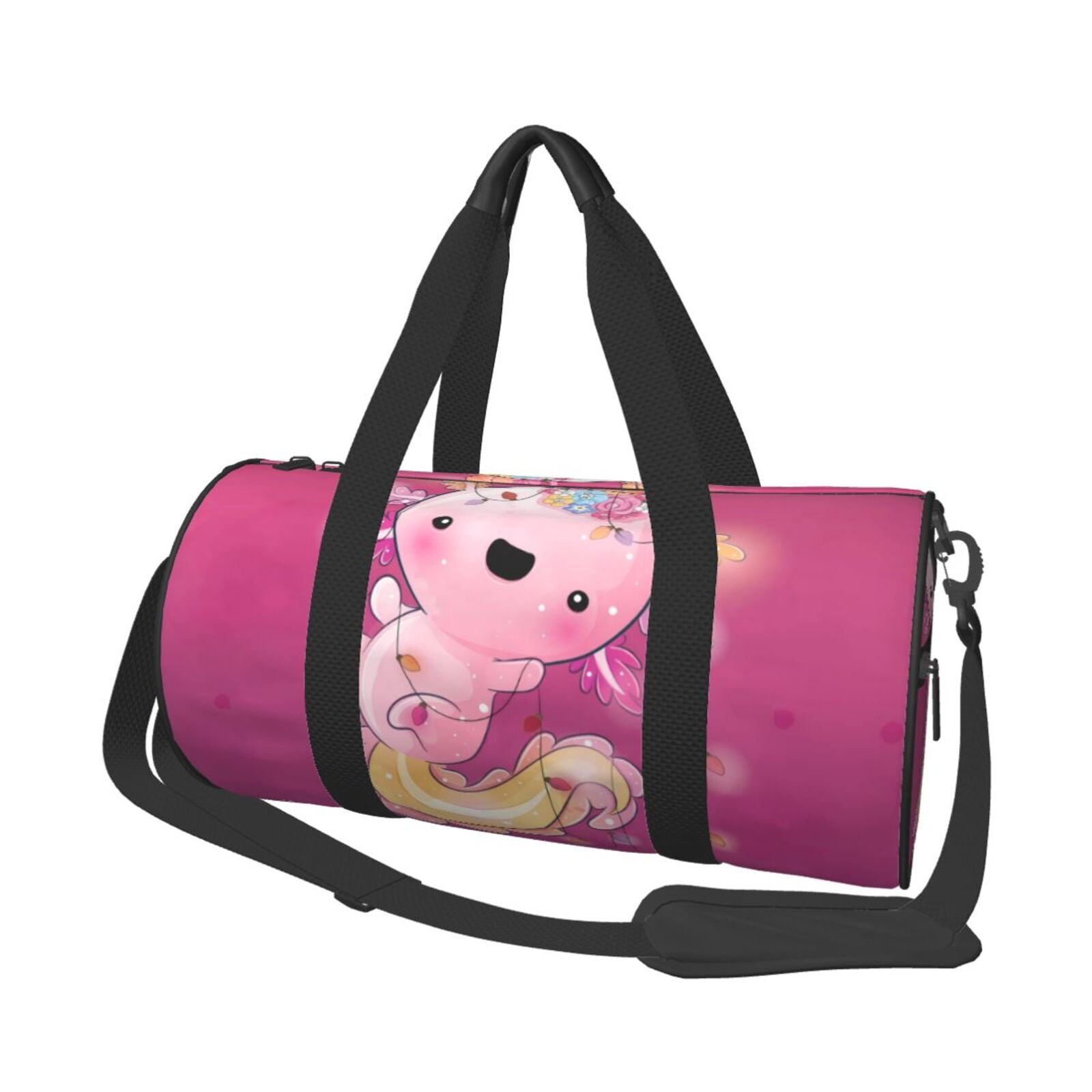 Xecao Cute Pink Axolotl A Print Travel Duffle Bag, Bag Carry On Tote Bags for Women, Travel ...