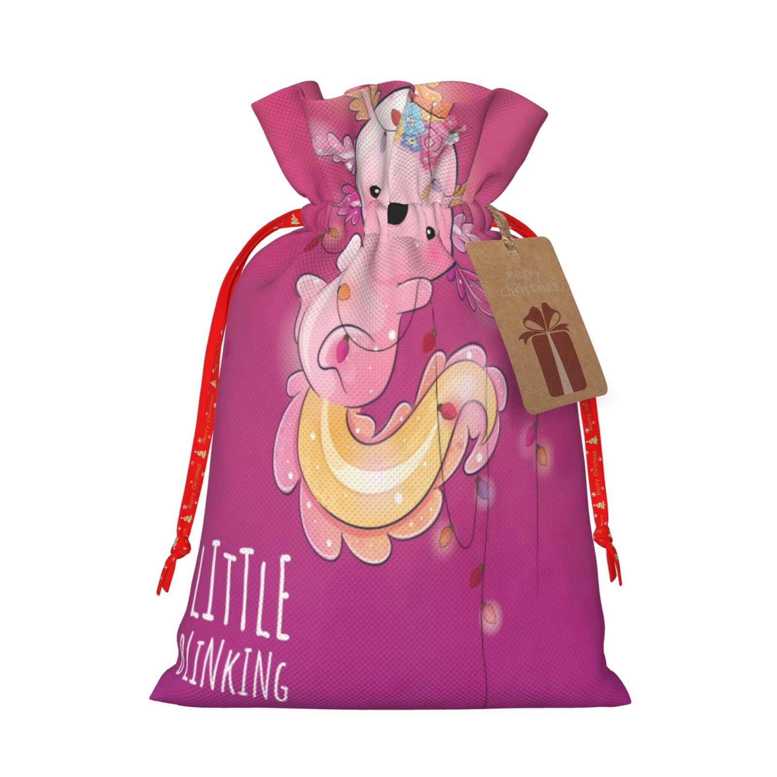 Xecao Cute Pink Axolotl A Print Burlap Gift Bags with Drawstring and ...