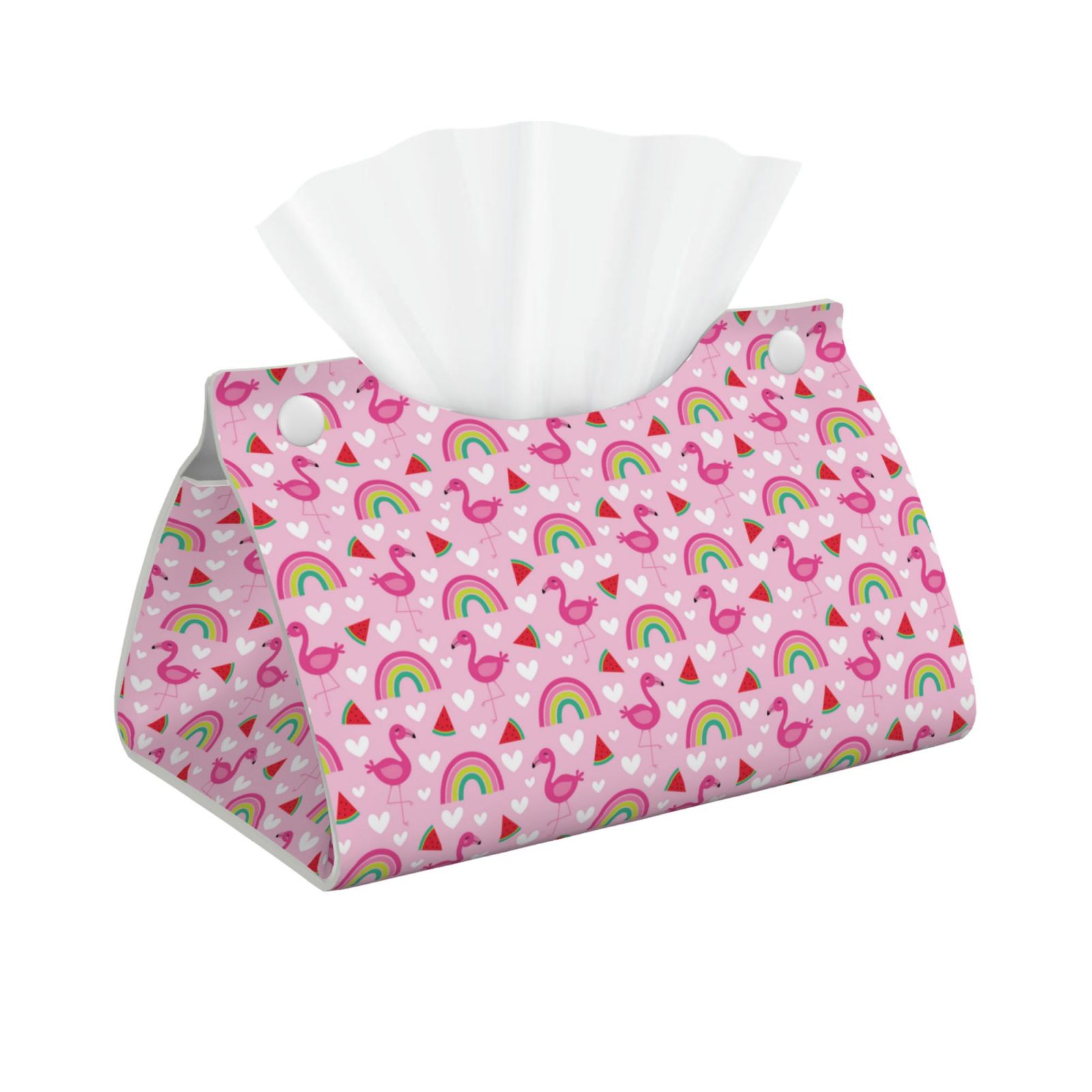 Xecao Cute Pink Flamingo Print Tissue Box Cover,Modern PVC Leather ...