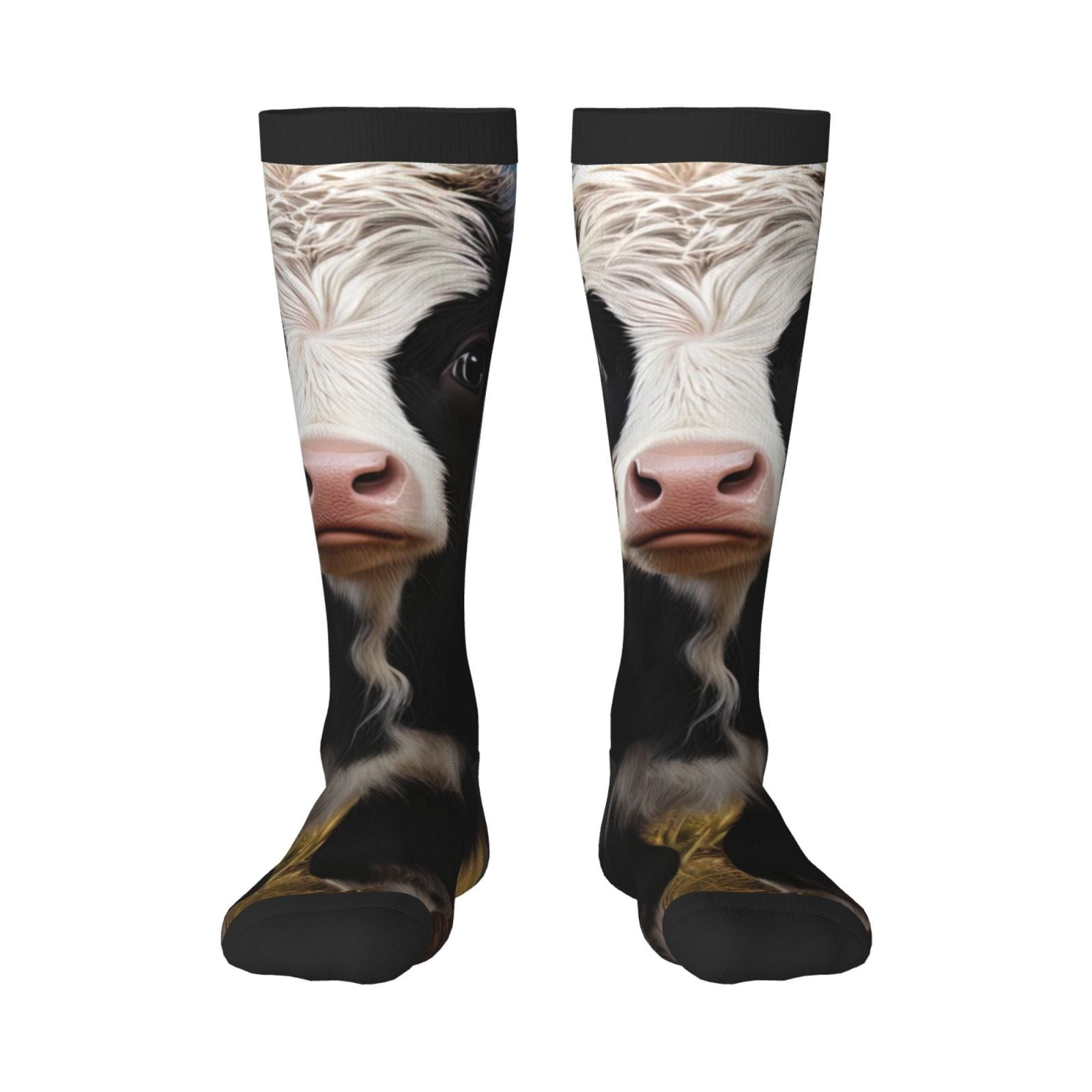 Xecao Cute Prairie Cow print thigh-high socks, crafted for both men and ...