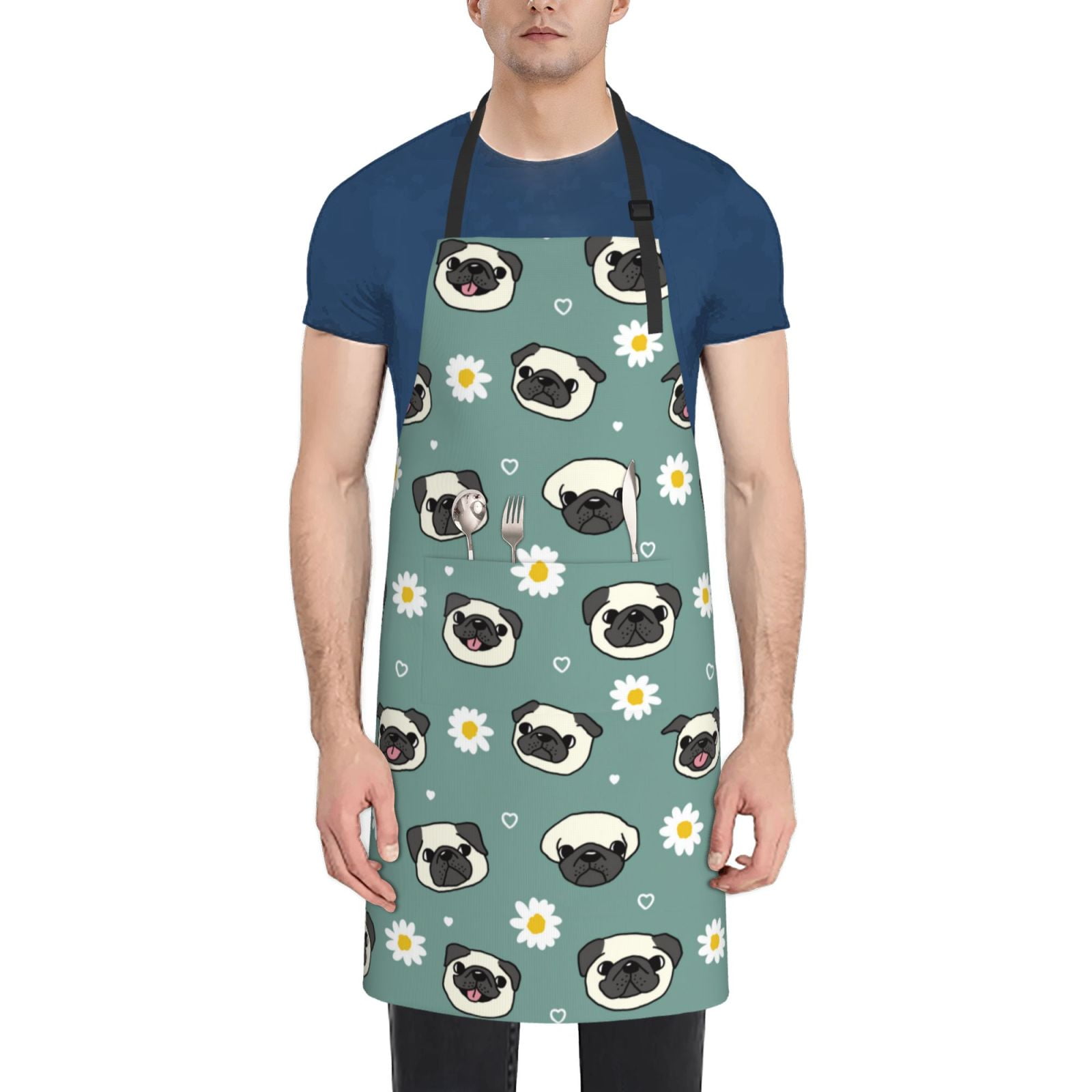 Xecao Cute Puppy Print Kitchen Cooking Aprons, Waterproof Adjustable ...