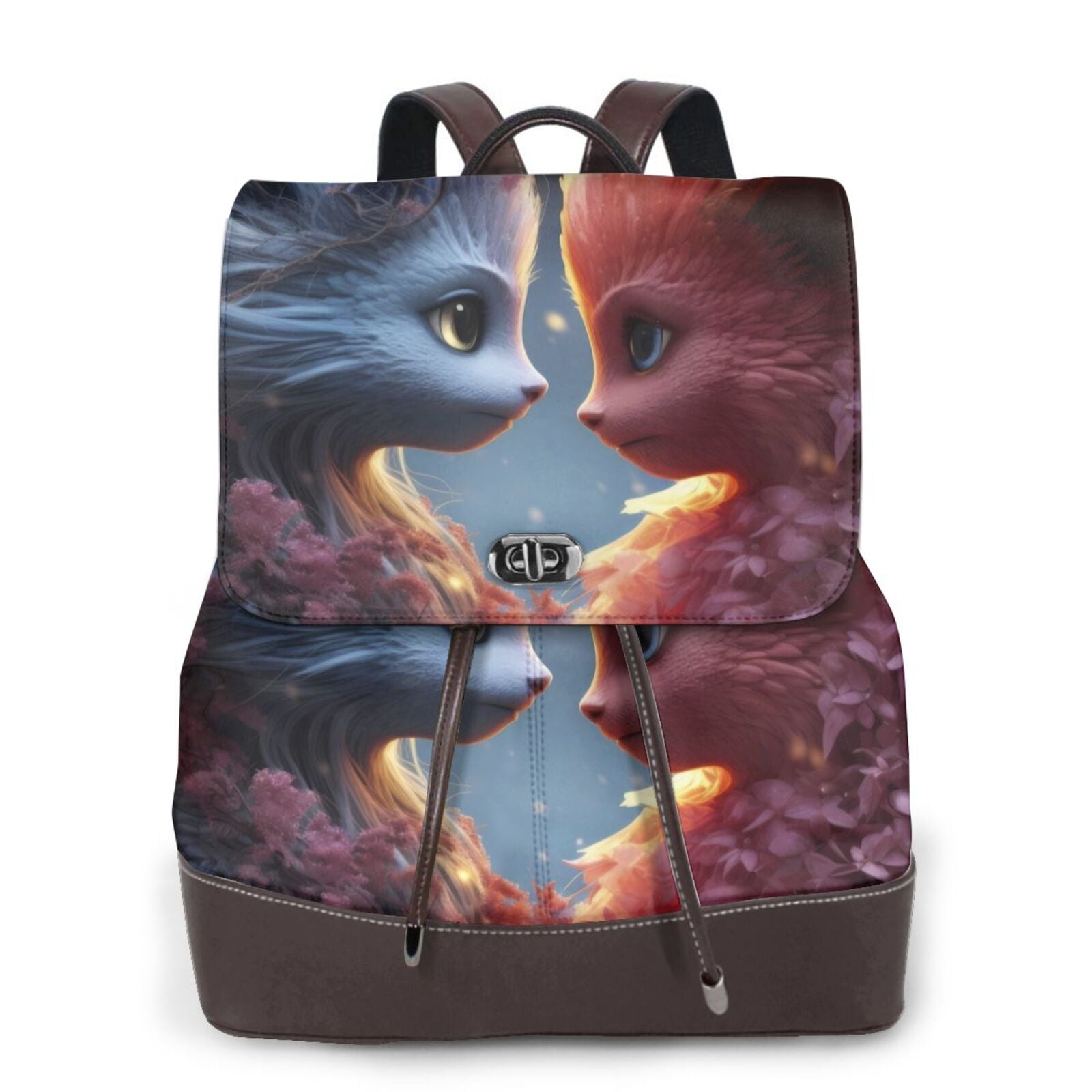 Xecao Cute Red And White Elf Print Large Backpack Soft Leather for ...