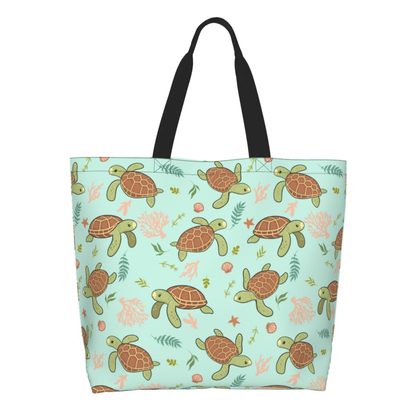 Xecao Cute Sea Turtles for Tote Bag for Women, Tote Shoulder Bag with a littlw pocket and ...