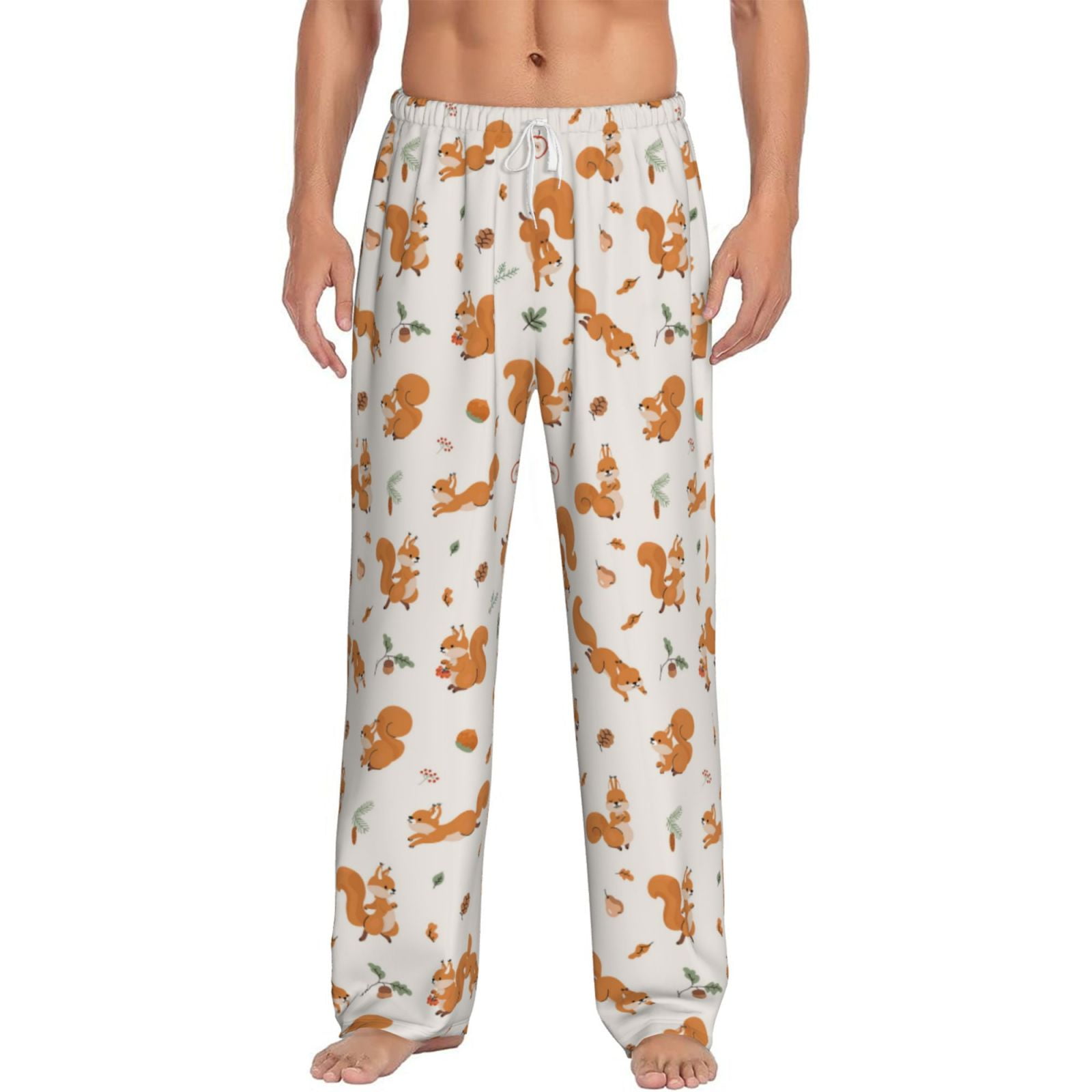 Xecao Cute Squirrel Fall Men's Straight Lounge Pajama Pants: The ...