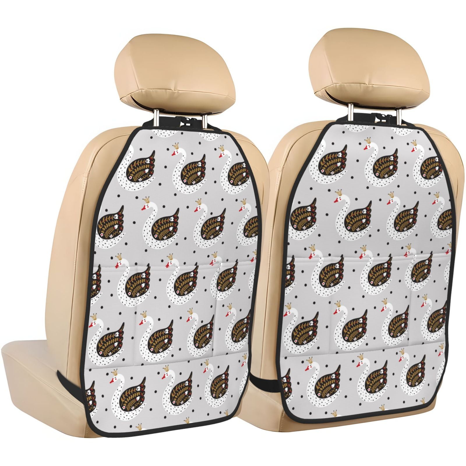 Xecao Cute Swan Pattern Car Seat Back Protector 2 Pack Large Capacity ...