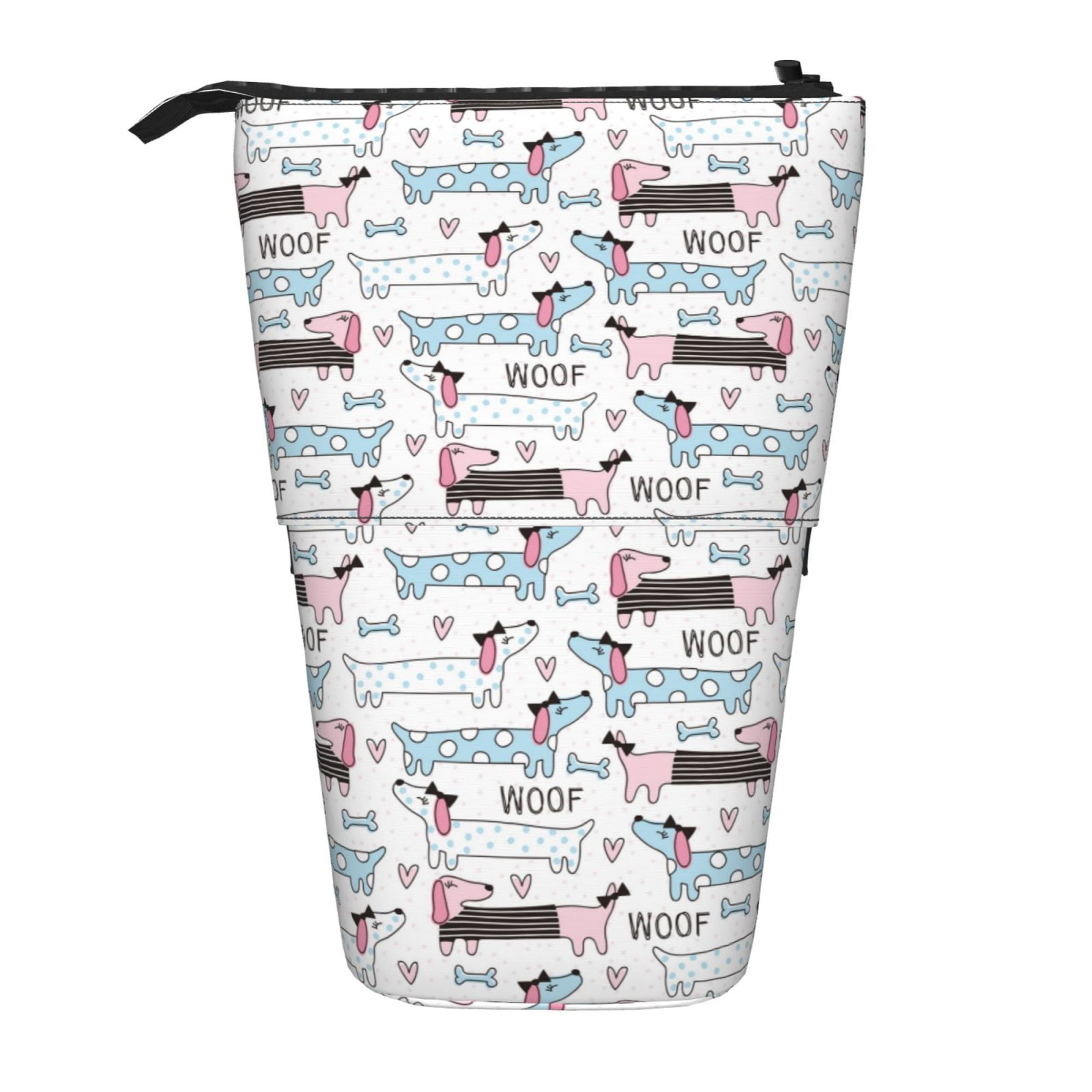 Xecao Dachshund Dog Puppy Print Telescopic Pencil Bag Pen Holder Pop Up ...
