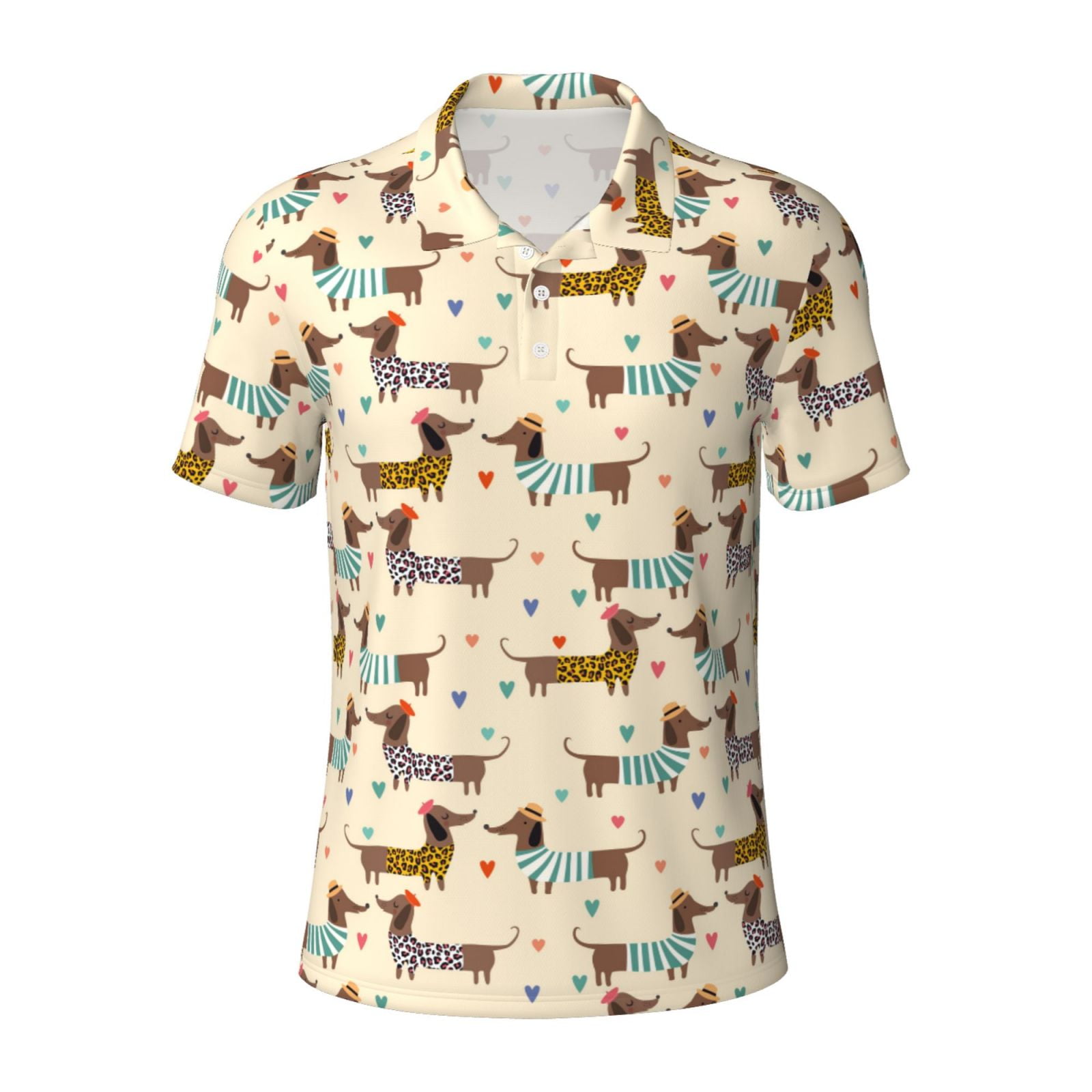 Xecao Dachshund Dog for Mens' Casual Short Sleeve Button-Down Polo ...