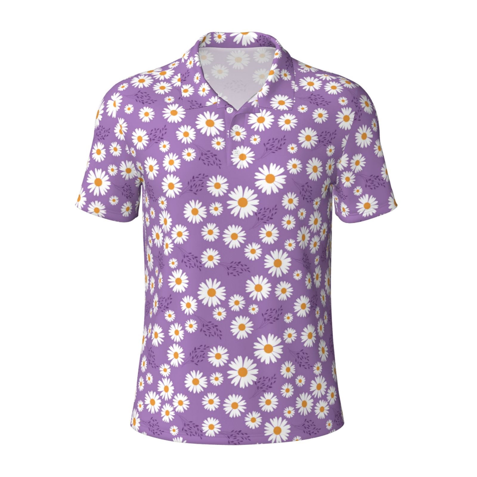 Xecao Daisies Flowers for Mens' Casual Short Sleeve Button-Down Polo ...