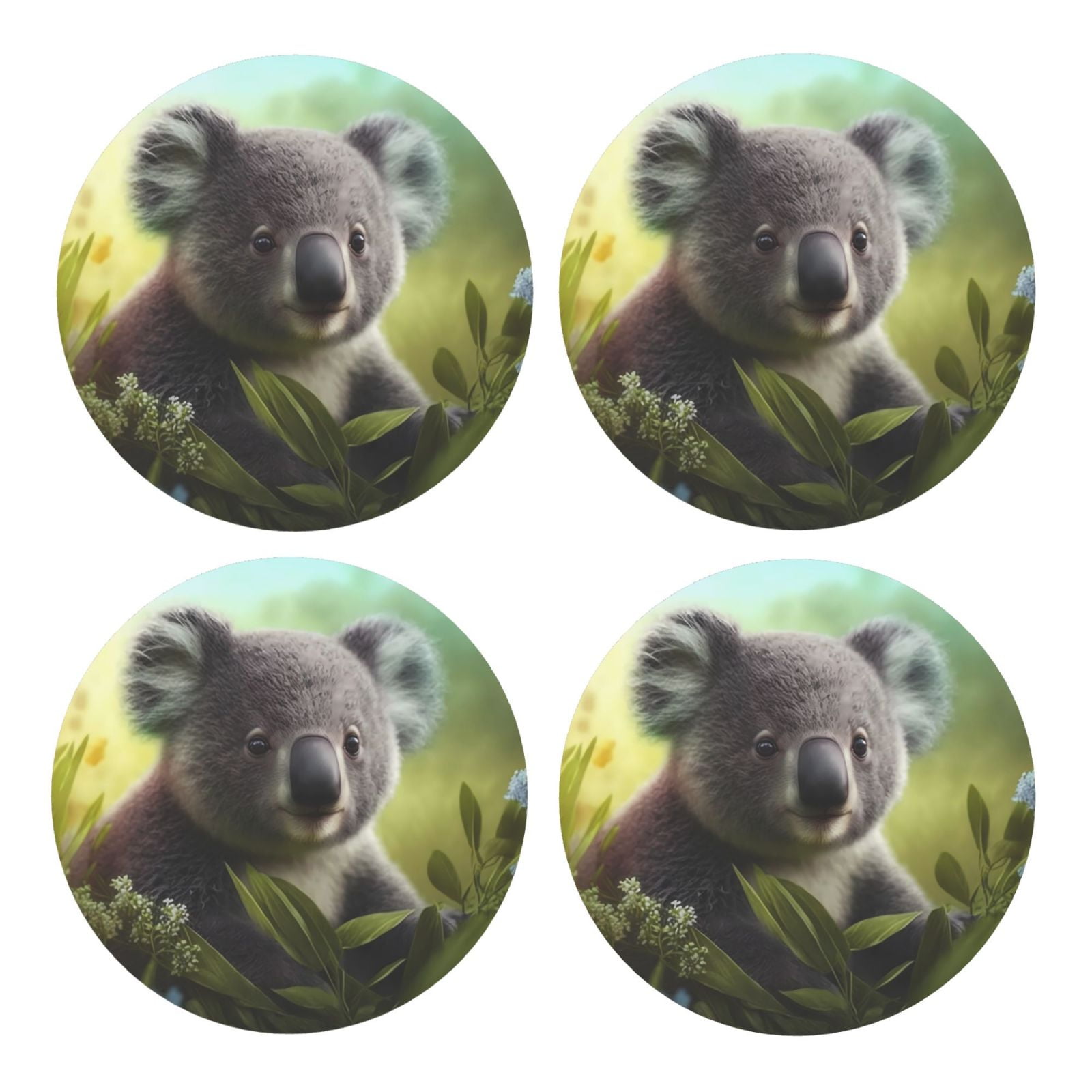 Xecao Daisy Koala for MDF Cork Coaster 4 Pcs,Drink Coasters,Suit for ...