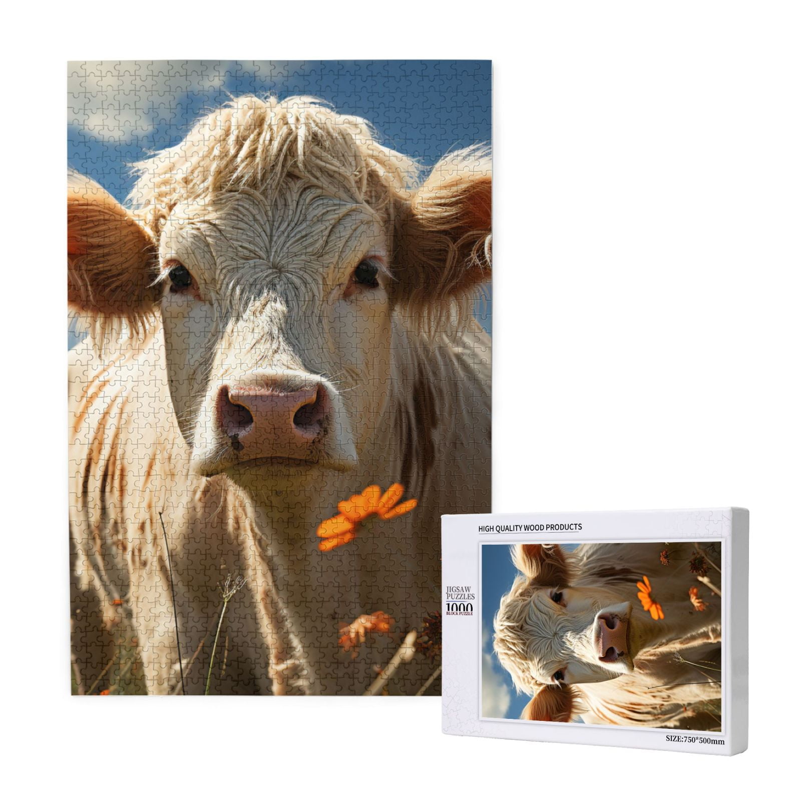 Xecao Daisy Meadow Cow Pattern 1000 Piece Puzzles , Jigsaw Puzzles for ...