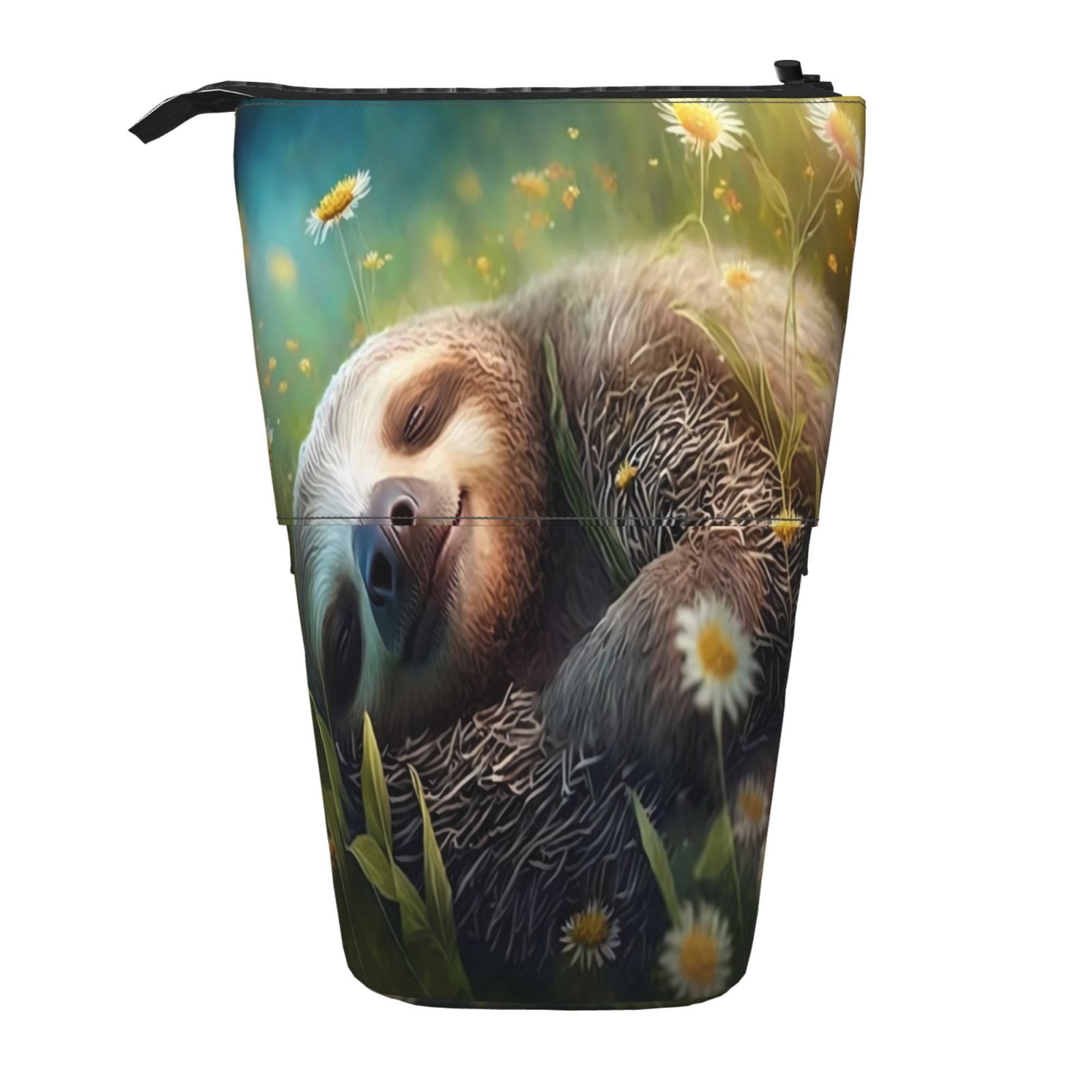 Xecao Daisy Sleeping Sloth Print Telescopic Pencil Bag Pen Holder Pop ...
